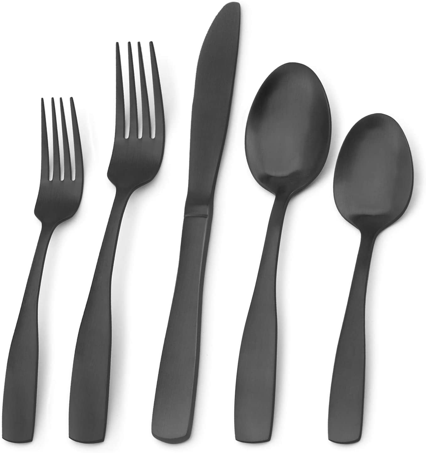 BESTKITTY Matte Bla Silverware Set, 20-Piece Stainl Steel Flatware Set ...
