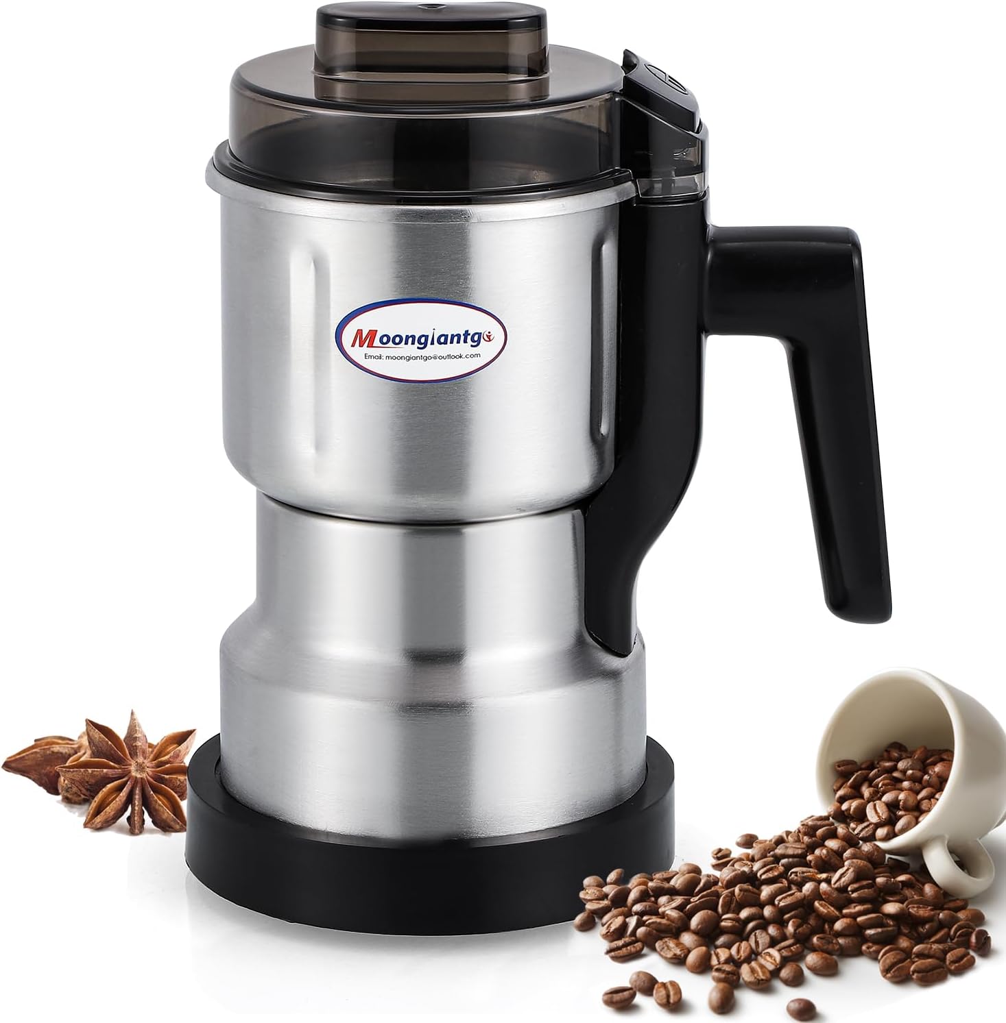 BESTKITTY Moongo Coffee Grinder Electr, 250W Mini Spe n Mill, 200ml acity Dry Grinding Mane with ...