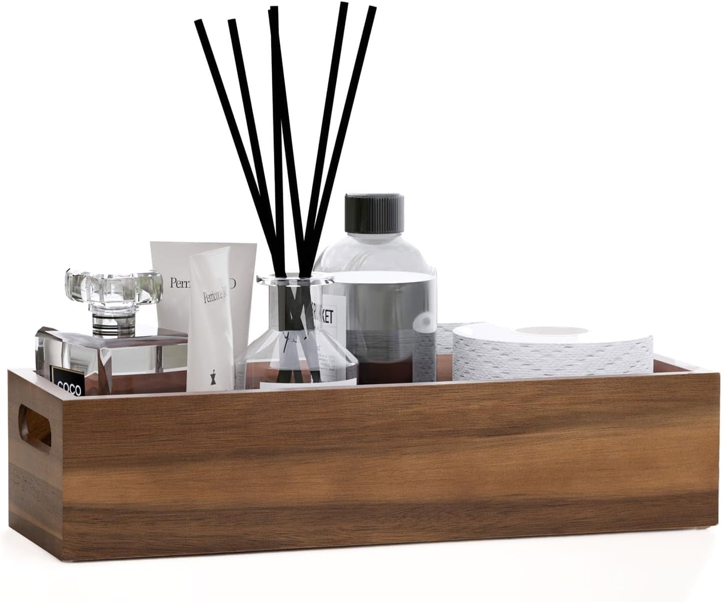 BESTKITTY Natural Acacia Wood Batoom Tray with Handles for Organi ...