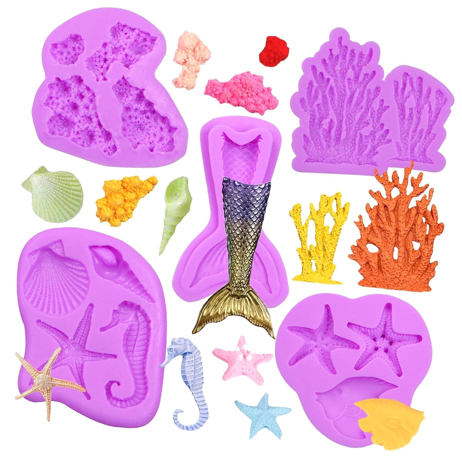 BESTKITTY Ocean-Themed Silicone Molds Set - Includes Fish, Seashell ...