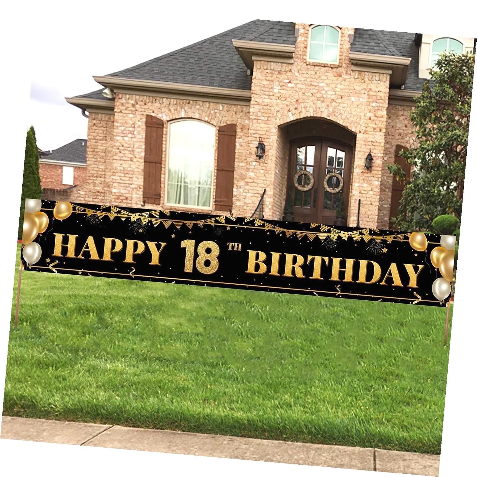 BESTKITTY Oversized Joyful 18th Birthday Celebration Sign, Black and ...