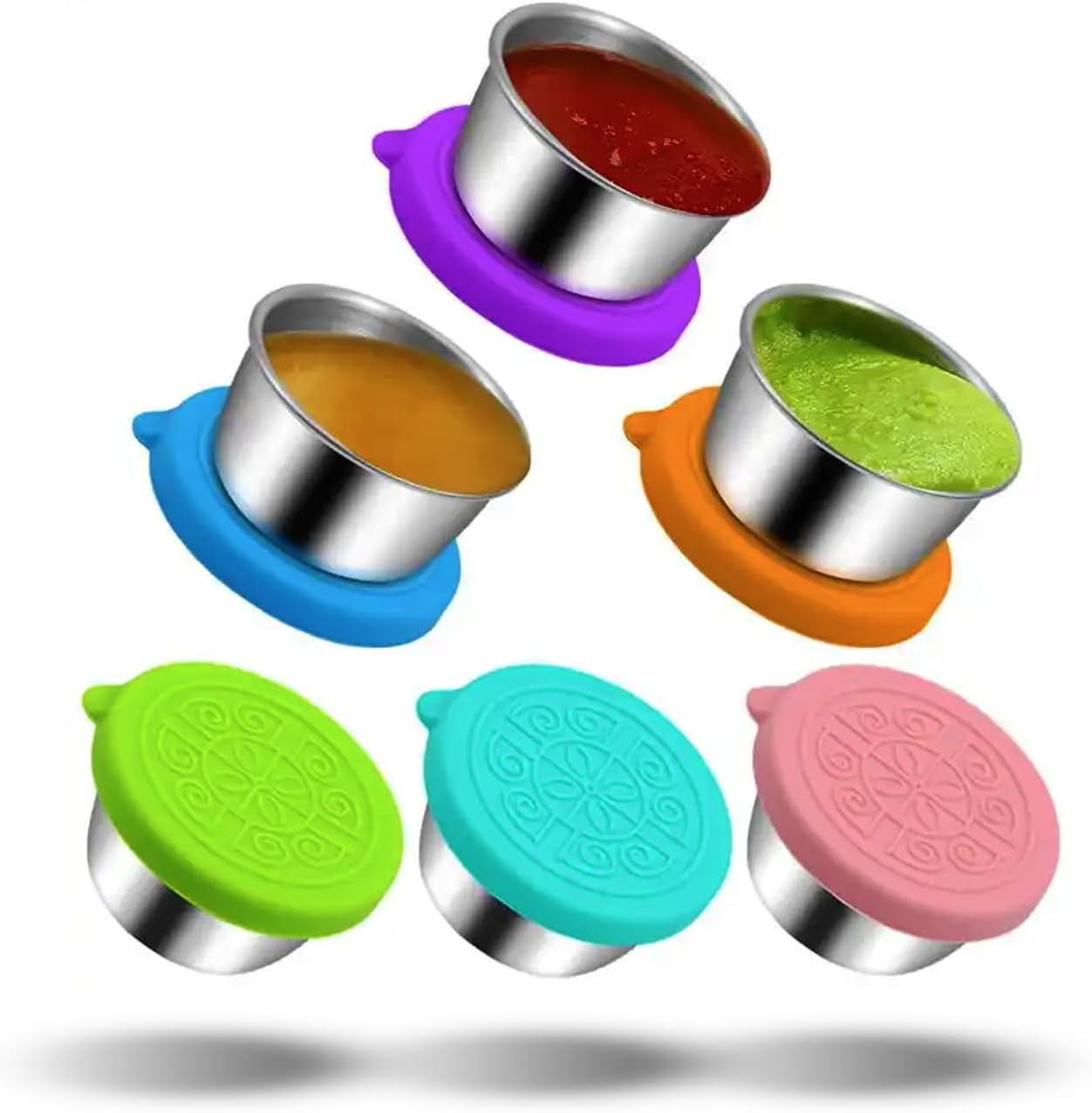 BESTKITTY Pa of 6 Salad Dring Container To Go: Small Condiment ...