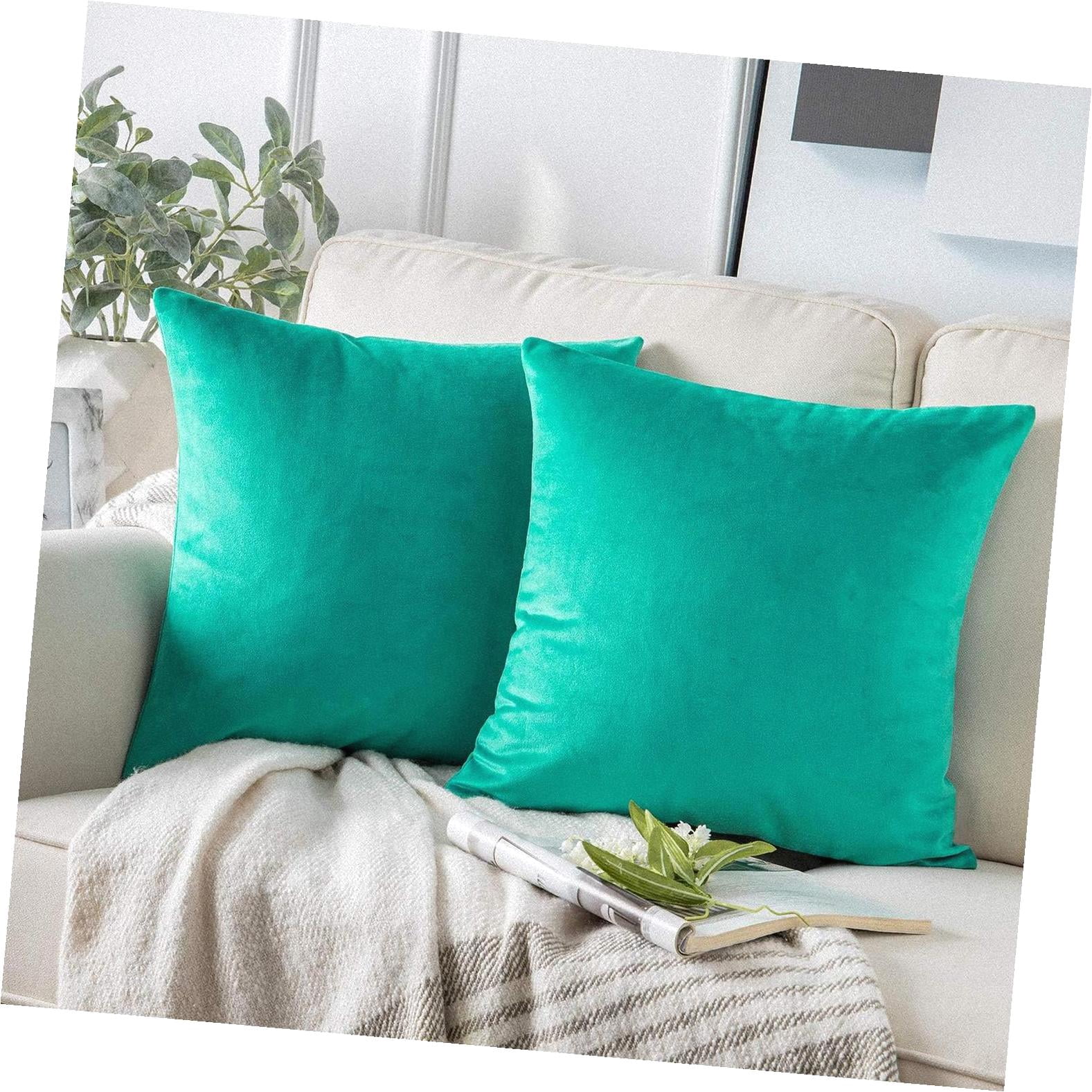 BESTKITTY Pair of 2 Velvet Decorative Throw Pillow Covers, Soft Solid ...