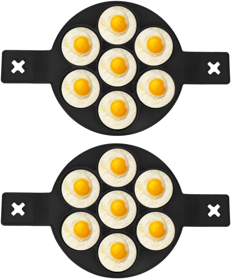 BESTKITTY Pancake, Silone s Pancake Ma with Handles Reusable 7 Holes Round Tray DIY Ba Tools for ...