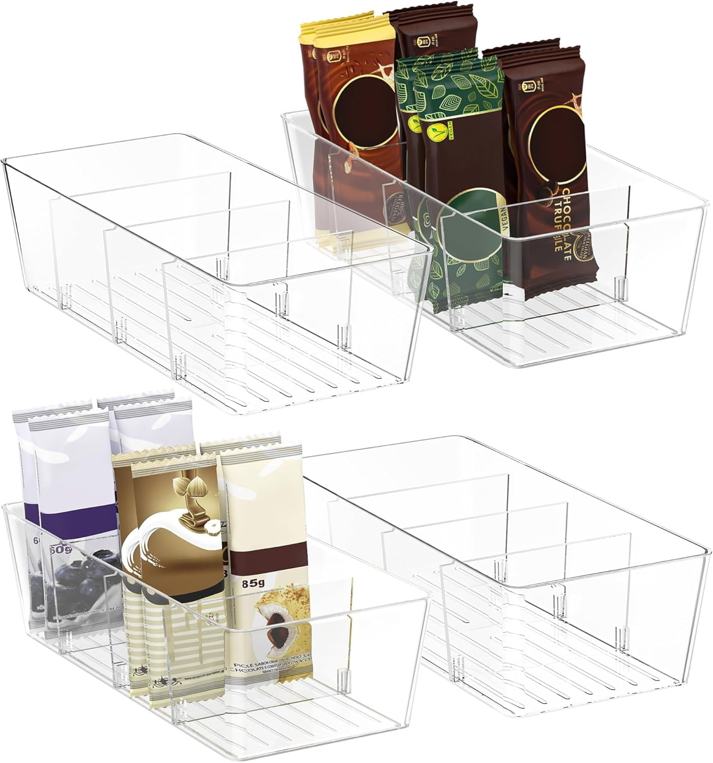 BESTKITTY Pantry Organizers and Storage Bins, Plast Clear Storage Bins ...