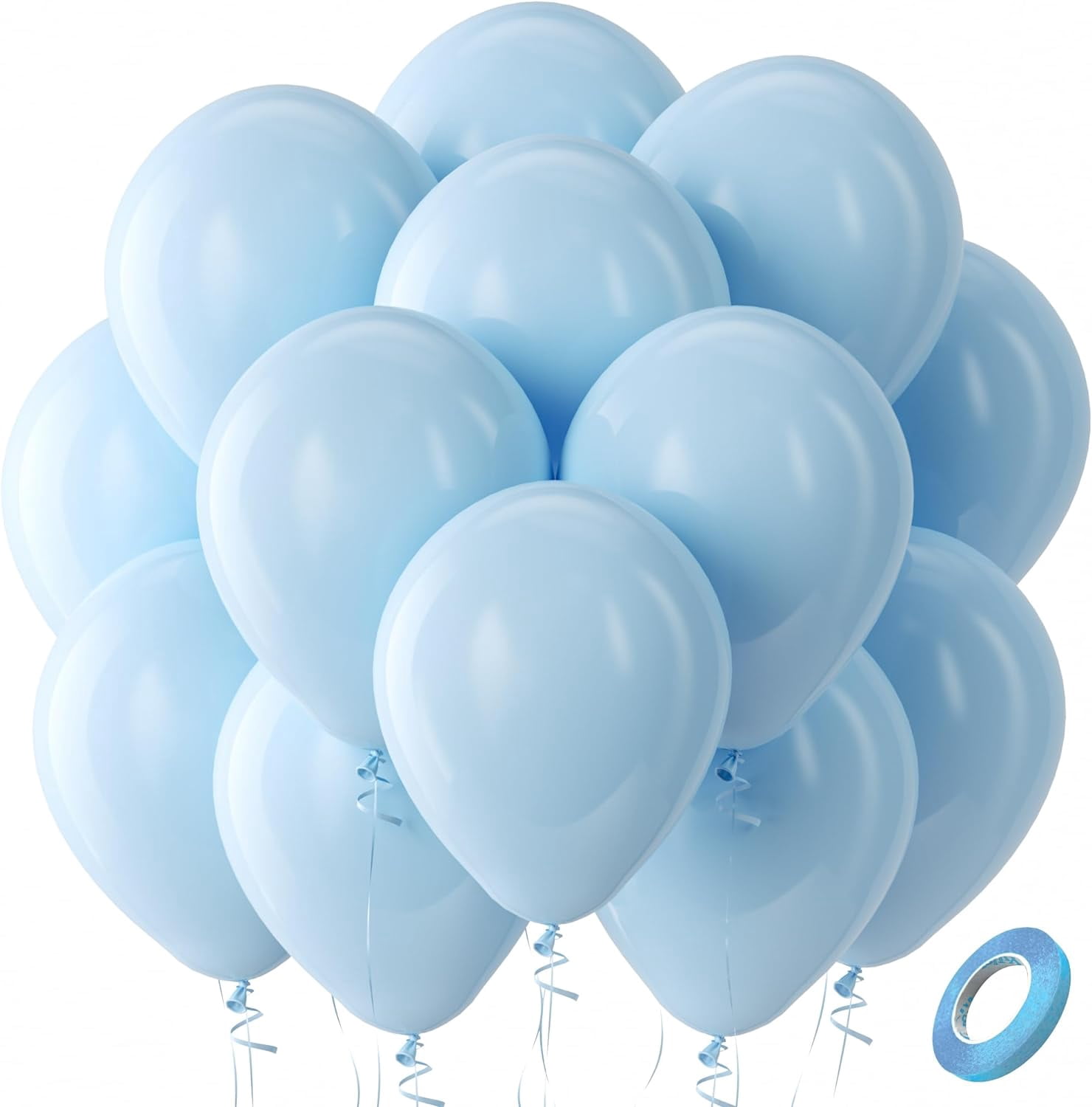 BESTKITTY Pastel Blue Latex Party Balloons - 100 Pa 12 in Round Helium ...