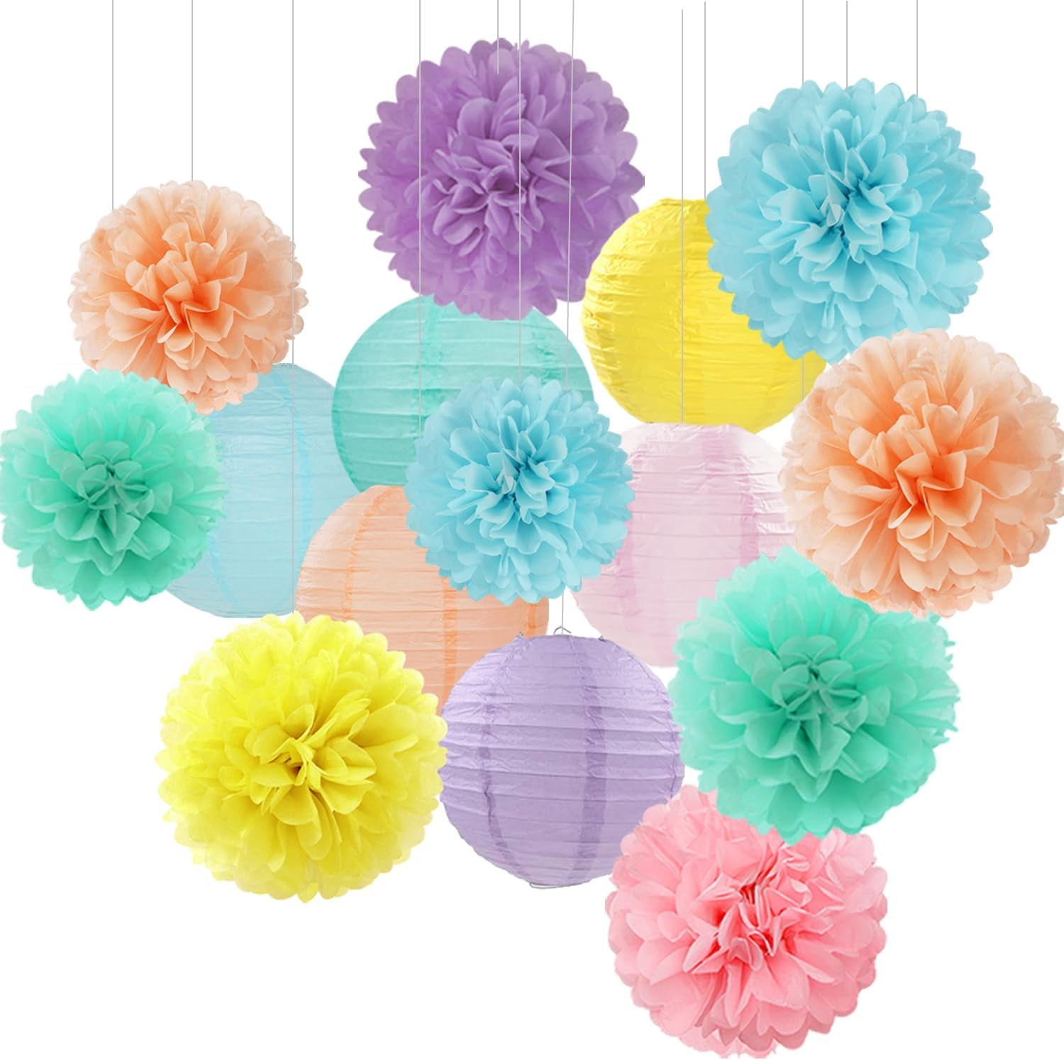 BESTKITTY Pastel Rainbow Colorful Party-Decorations Per Flowers ...