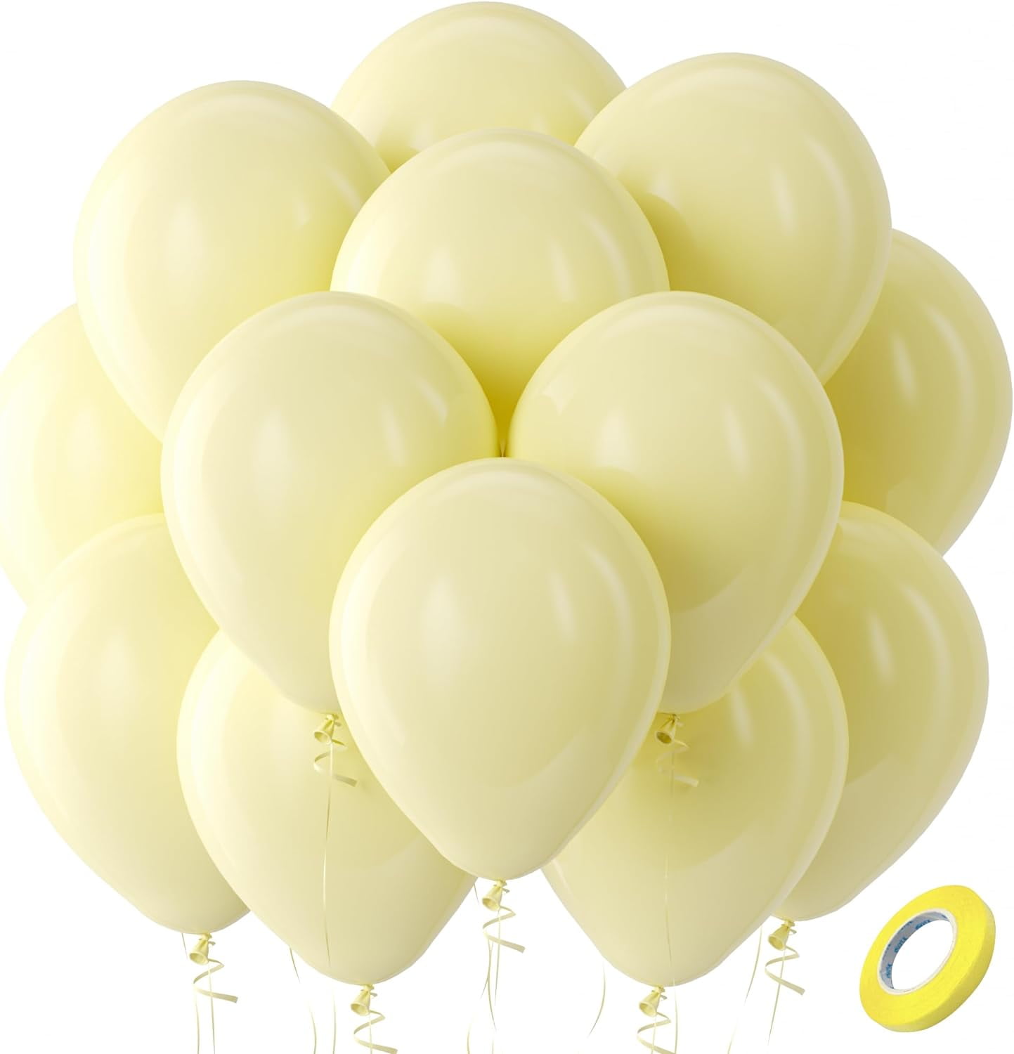 BESTKITTY Pastel Yellow Latex Party Balloons - 100 Pa 12 in Round ...