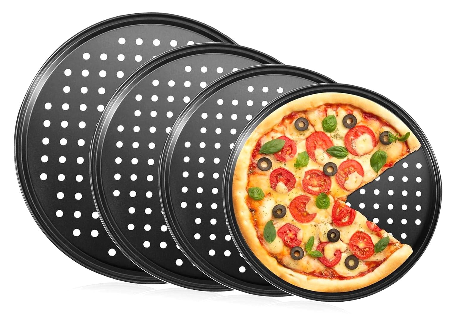 BESTKITTY Perforated Pizza Pans, Set of 4 - Non-Stick Baking Trays for ...