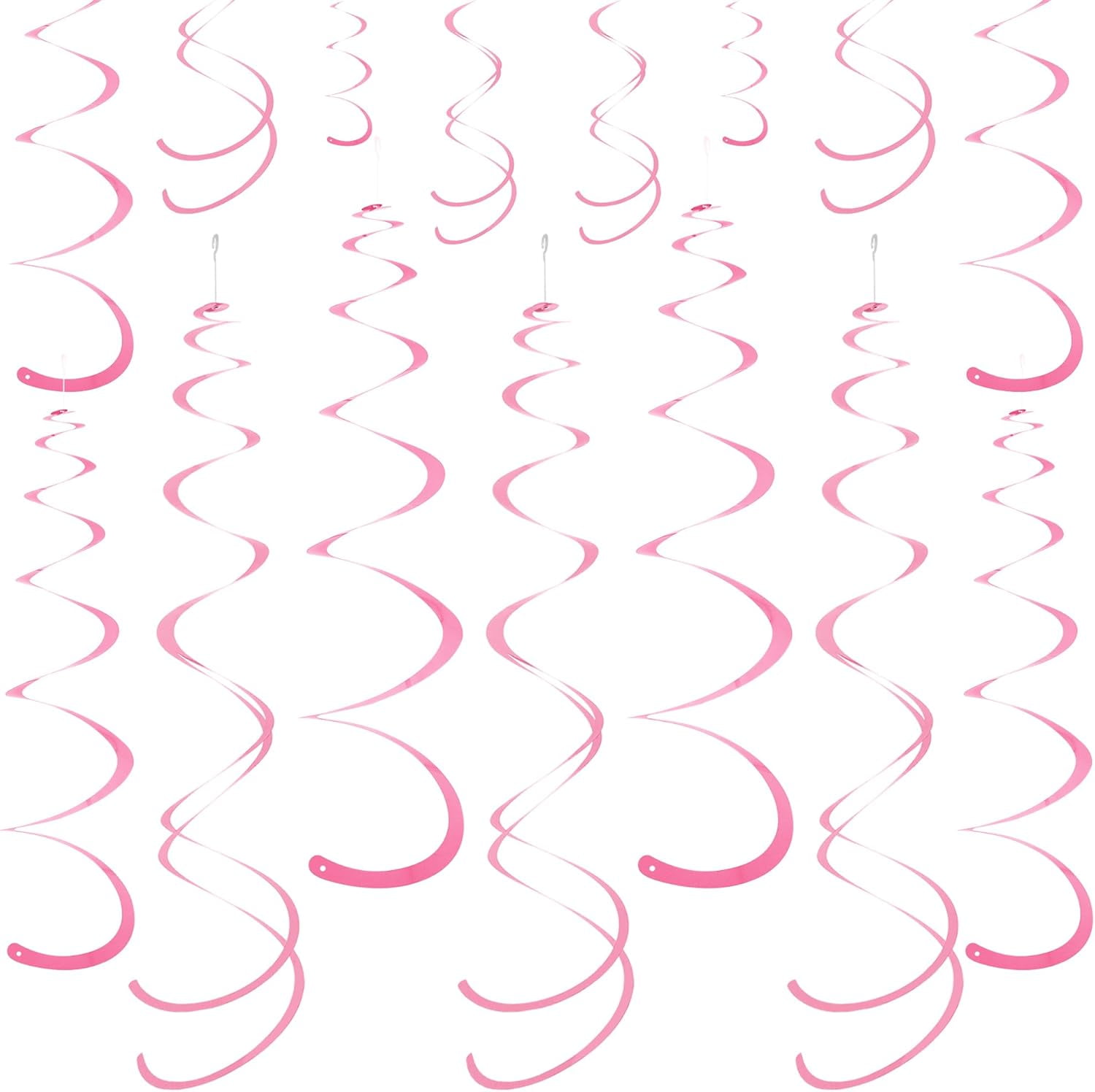 BESTKITTY Pink Ceiling Swirl Foil Decorations Hanging Plast Streamer ...