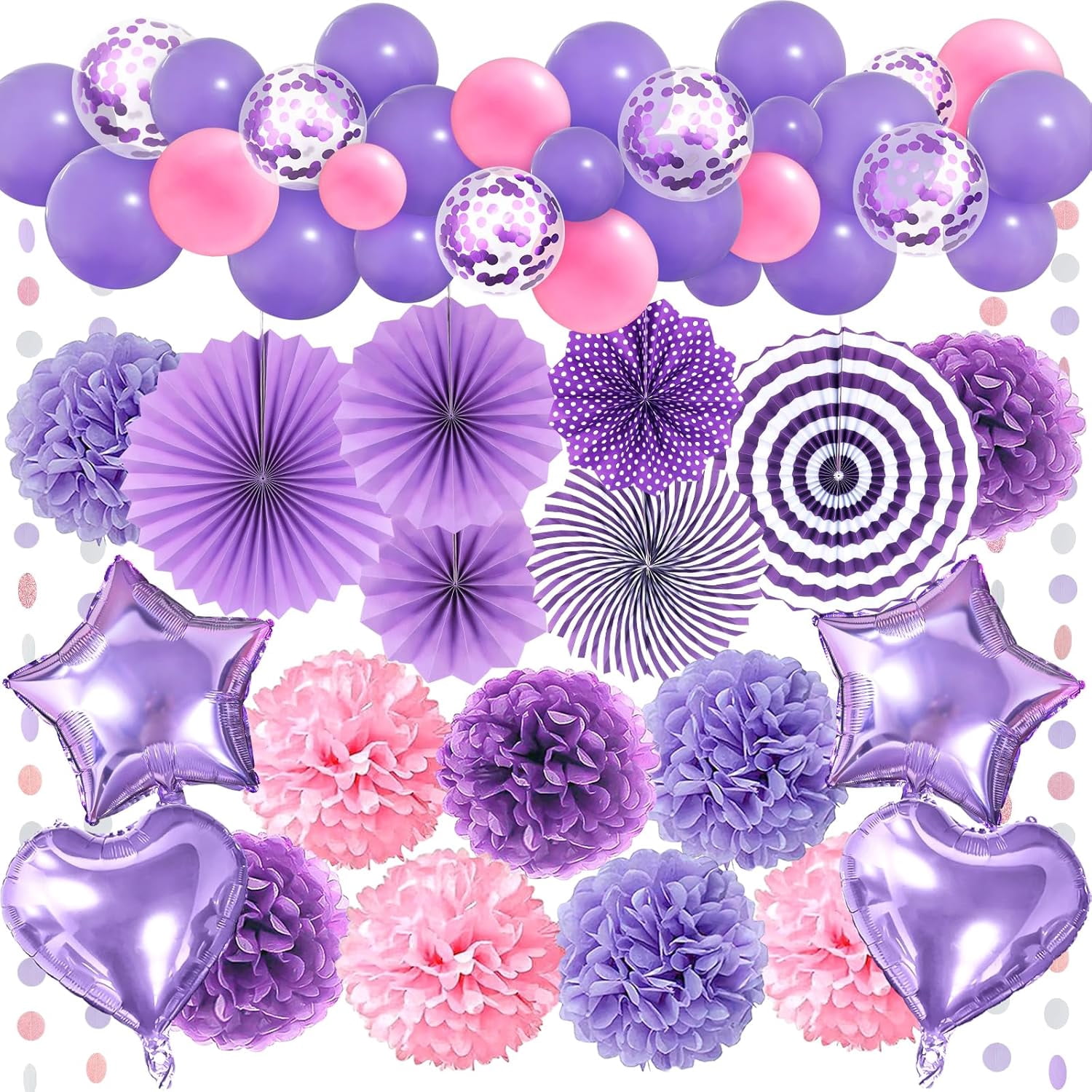 BESTKITTY Pink Party Decorations, Per Pompom Balloon Garland Lavender ...