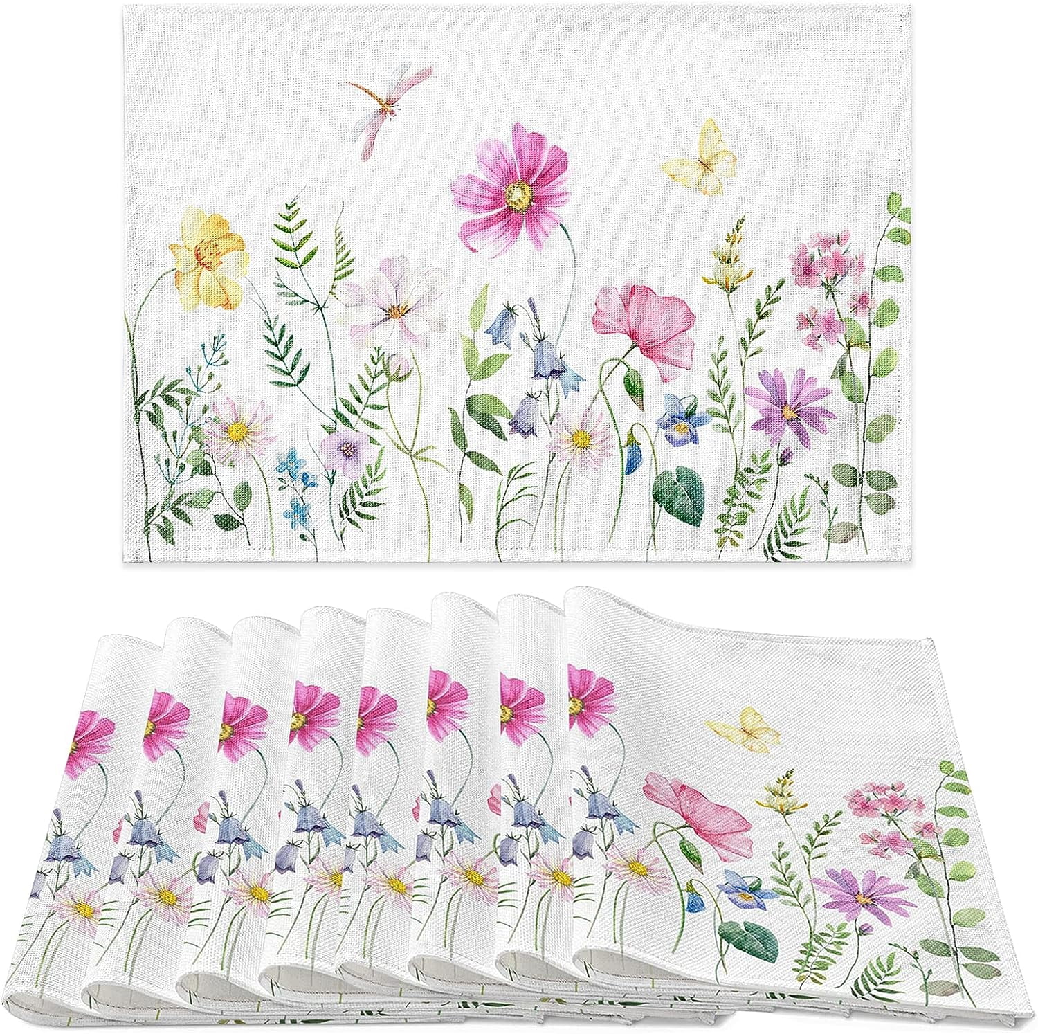 BESTKITTY Plaats Set of 8, Sp Summer Floral Non Slip Heat Resnt Cn ...