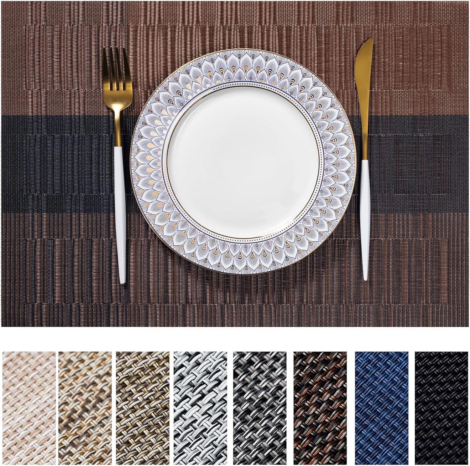 BESTKITTY Plaats Set of 12 Vinyl/Plast Woven Place Mats for en Table ...