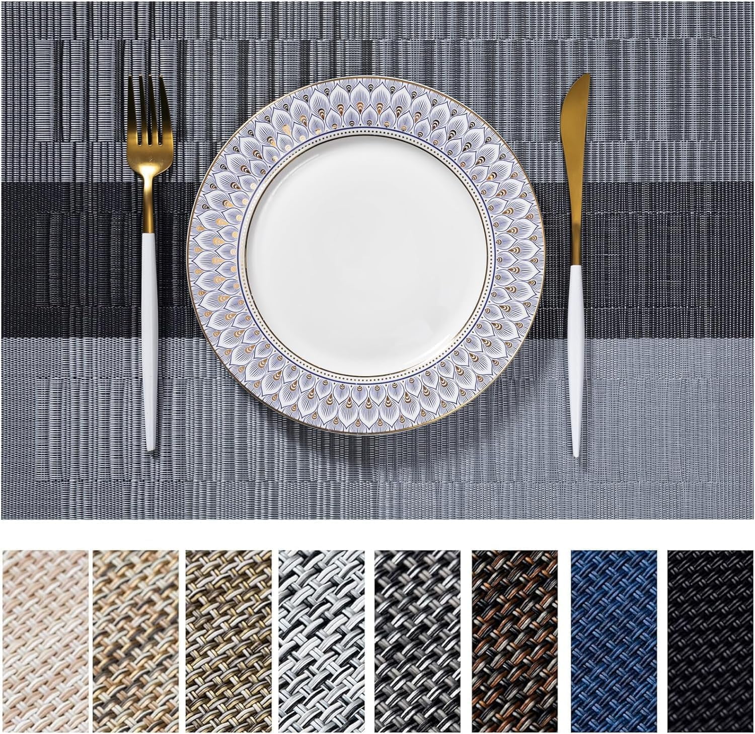 BESTKITTY Plaats Set of 12 Vinyl/Plast Woven Place Mats for en Table ...