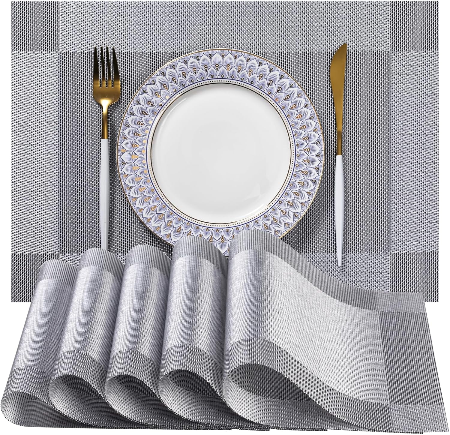BESTKITTY Plaats Set of 6 Vinyl/Plast Woven Place Mats for en Table ...