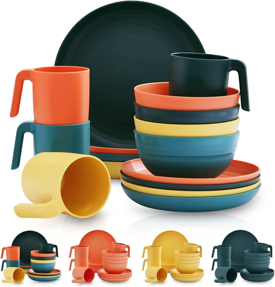 BESTKITTY Plast Dinnerware Set of 16 Pieces, Unbreakable And Reusable ...