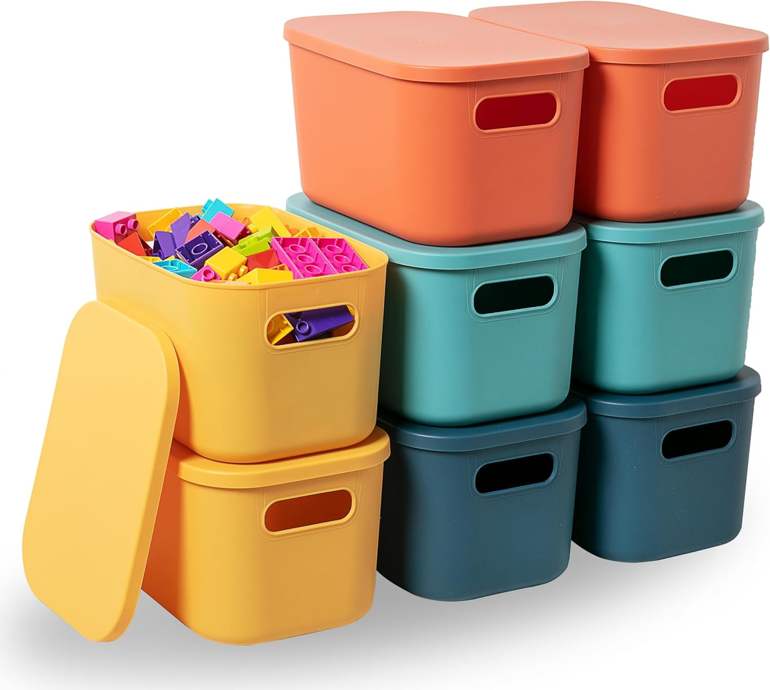 BESTKITTY Plast Storage Bins with Lid, Staable Storage Containers for ...