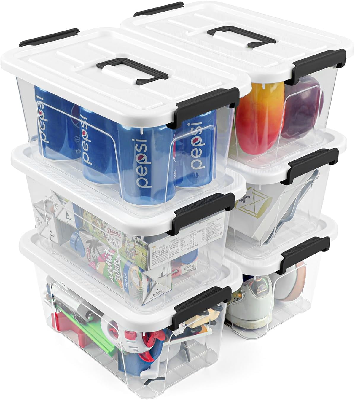 BESTKITTY Plast Storage Bins With Lids 6 Pa Storage Organizer Bins, 7 ...