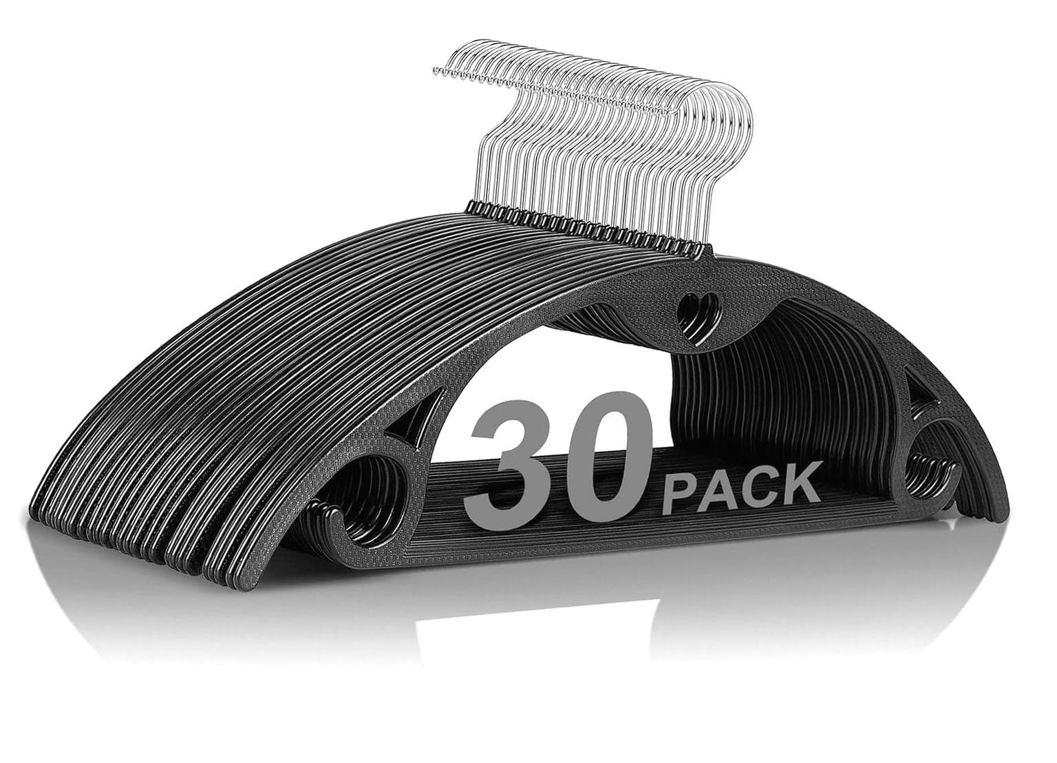 BESTKITTY Plastic Hangers - Black Clothes Hanger No Shoulder Bumps ...