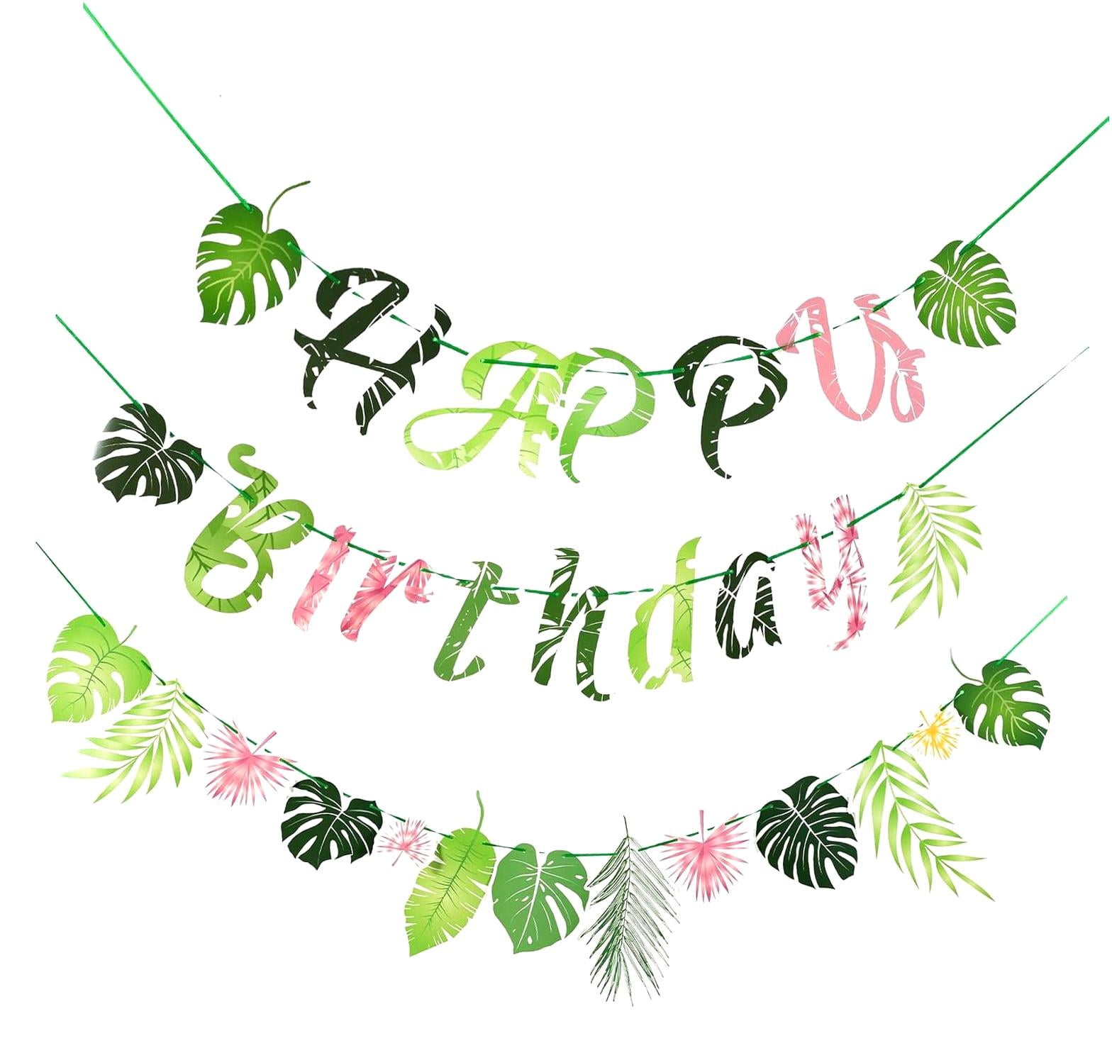 BESTKITTY Pre-Assembled Tropical Party Happy Birthday Sign Green ...