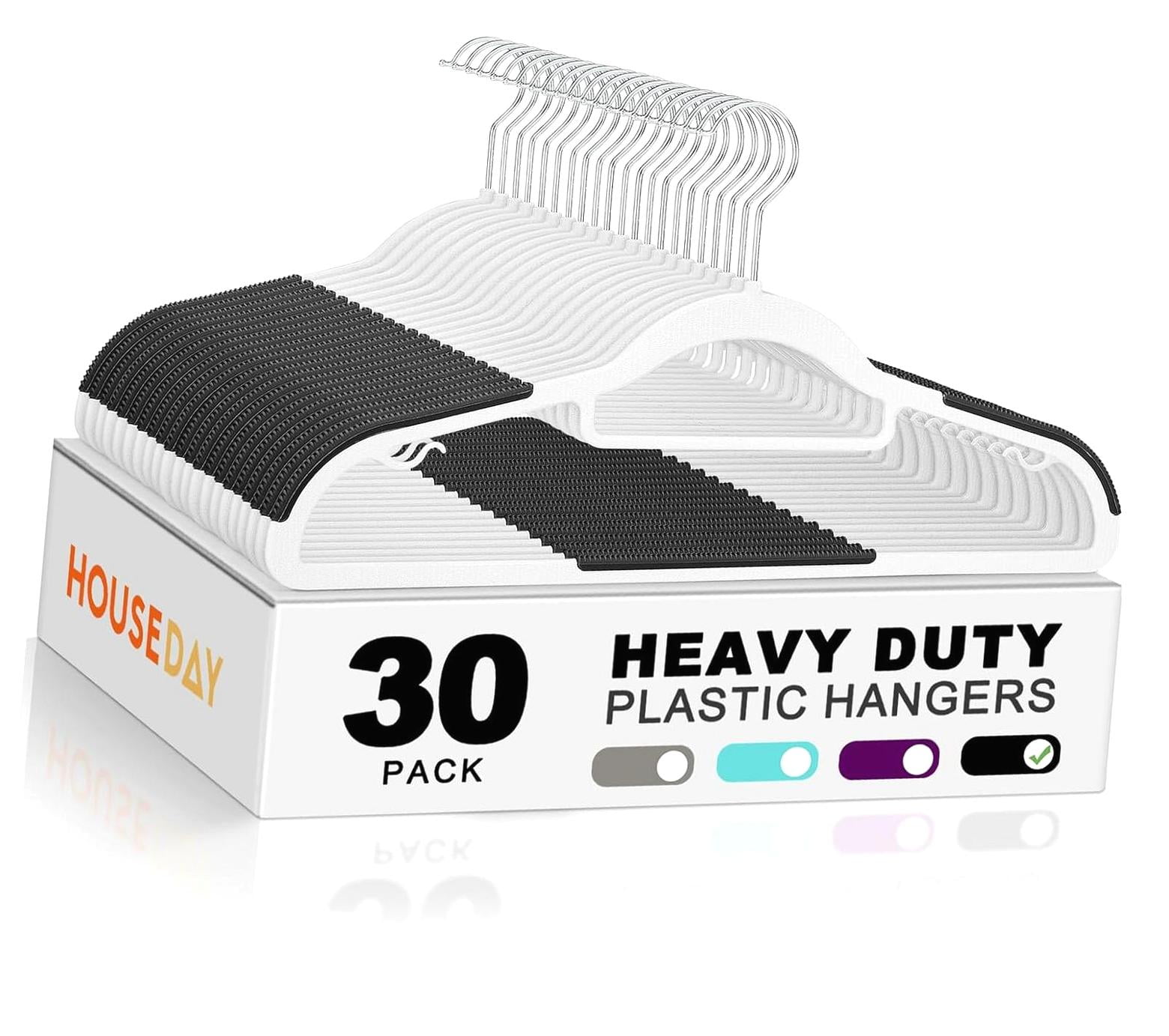 BESTKITTY Premium 30-Pack Plastic Hangers, White, Ultra-Slim with 360 ...