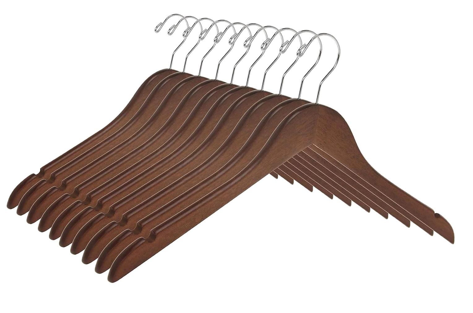 BESTKITTY Premium Slightly Curved Wooden Suit Hangers, 10-Piece ...
