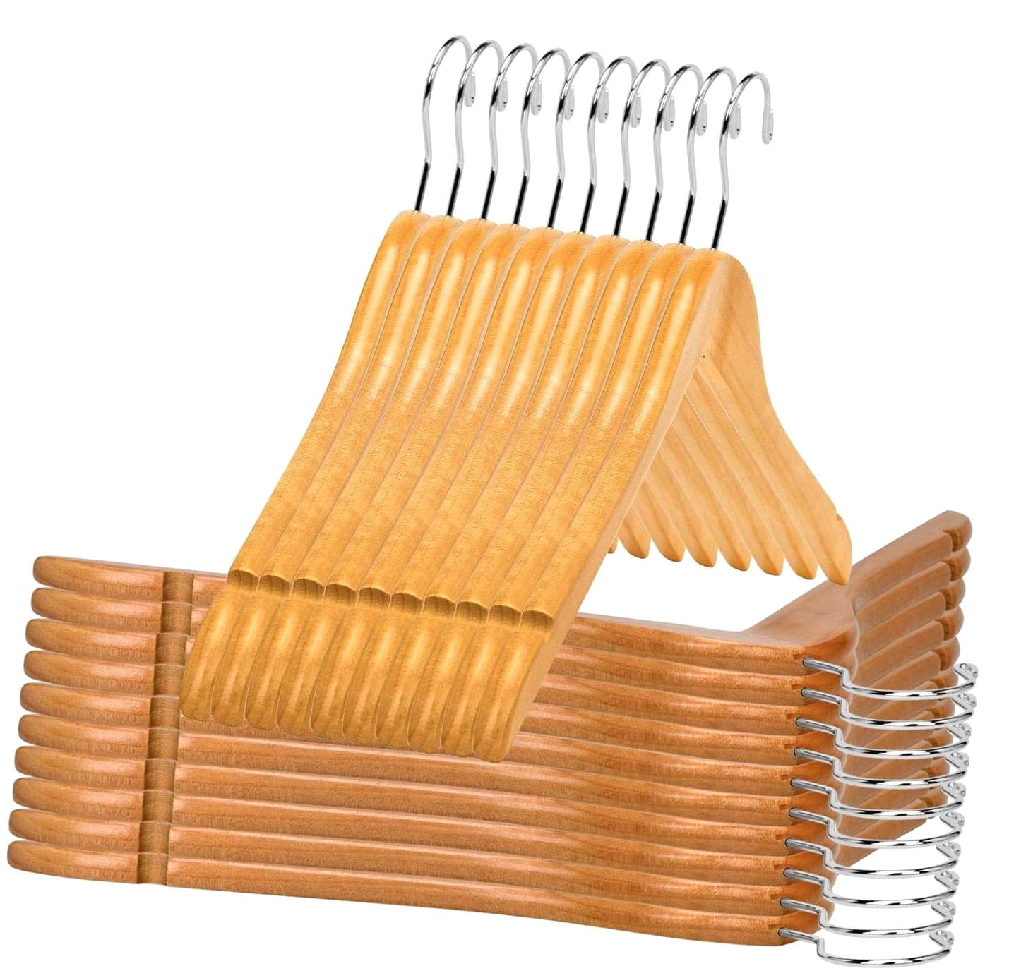 BESTKITTY Premium Slightly Curved Wooden Suit Hangers, 20-Piece ...