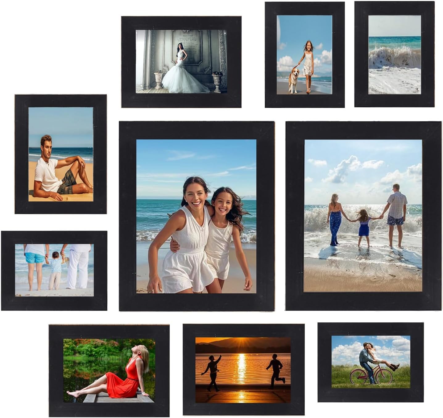 BESTKITTY Pture Fs set with Two 11x14, Four 8x10, Four 5x7 Gallery Wall ...