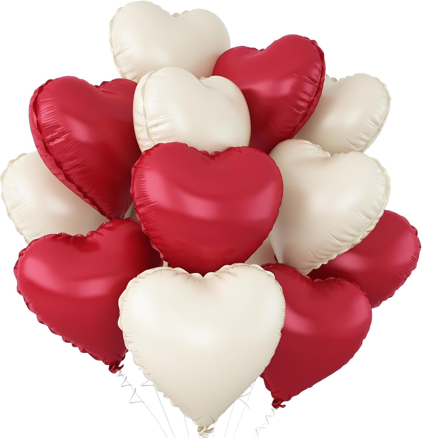 BESTKITTY Red White Heart Balloons,12Pcs 18In White Met Red Heart Shed ...