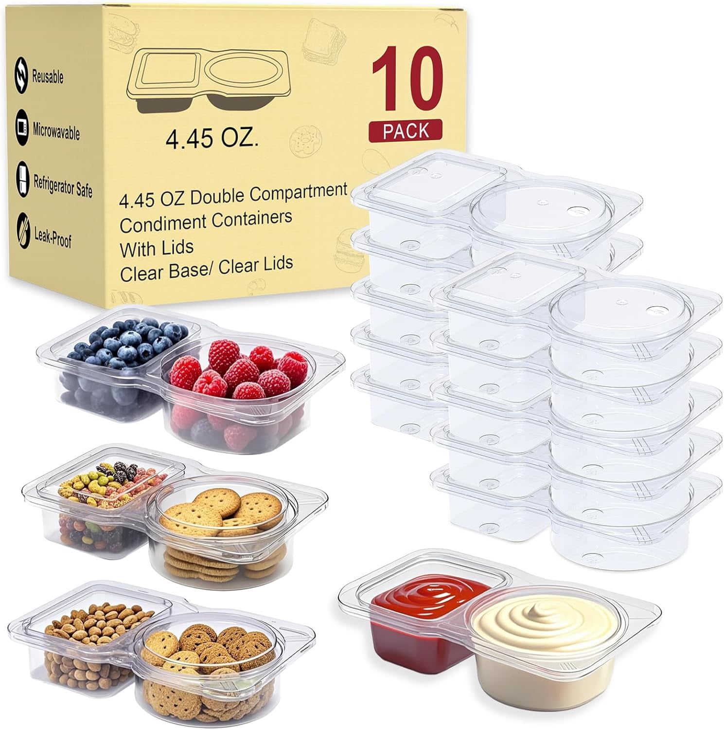 BESTKITTY Reusable Meal Prep Containers & Sna Box Containers – 2 ...
