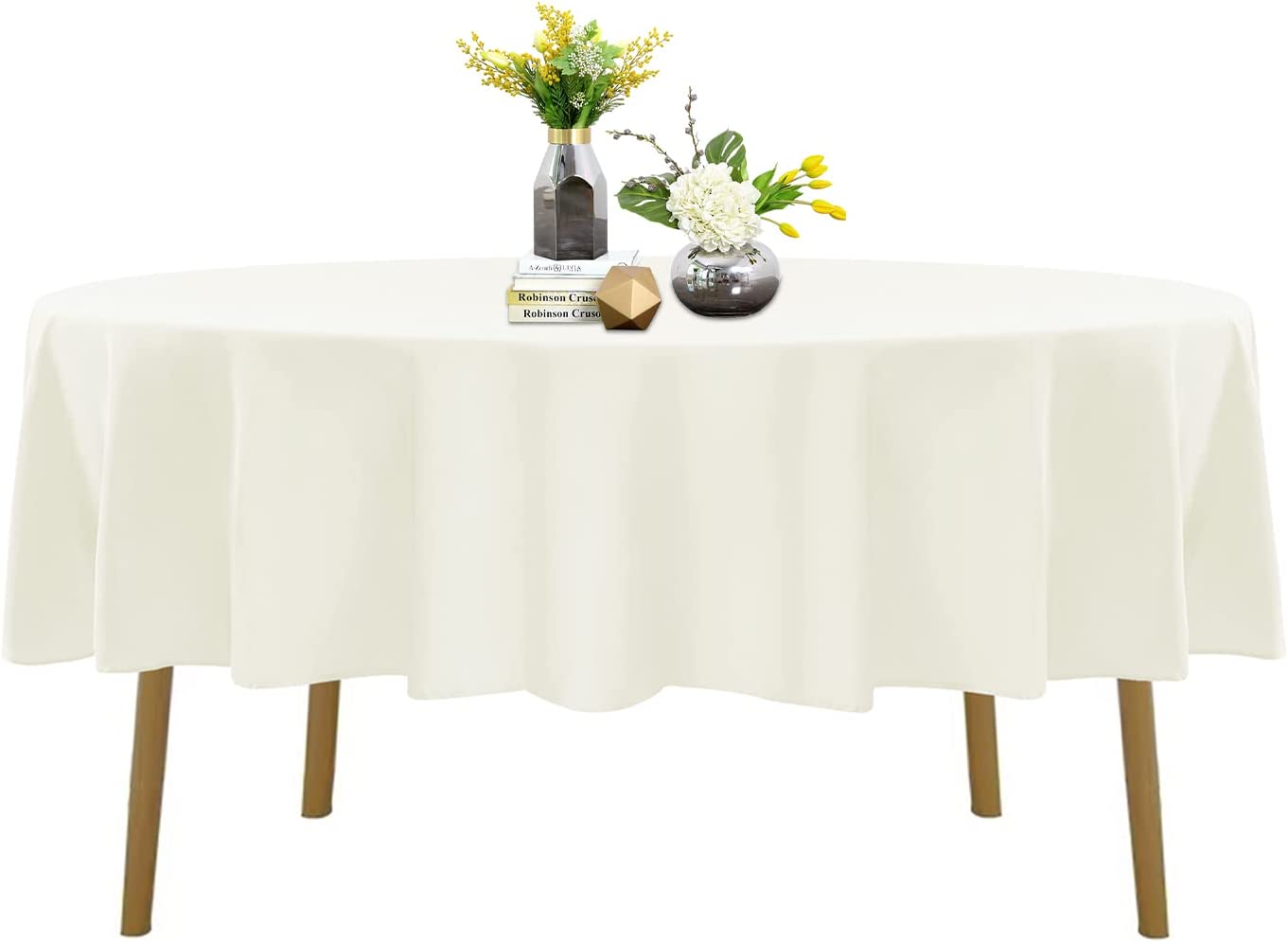 BESTKITTY Round Tablecloth - 70 In Round Tablecloth - Stain and Wrinkle ...