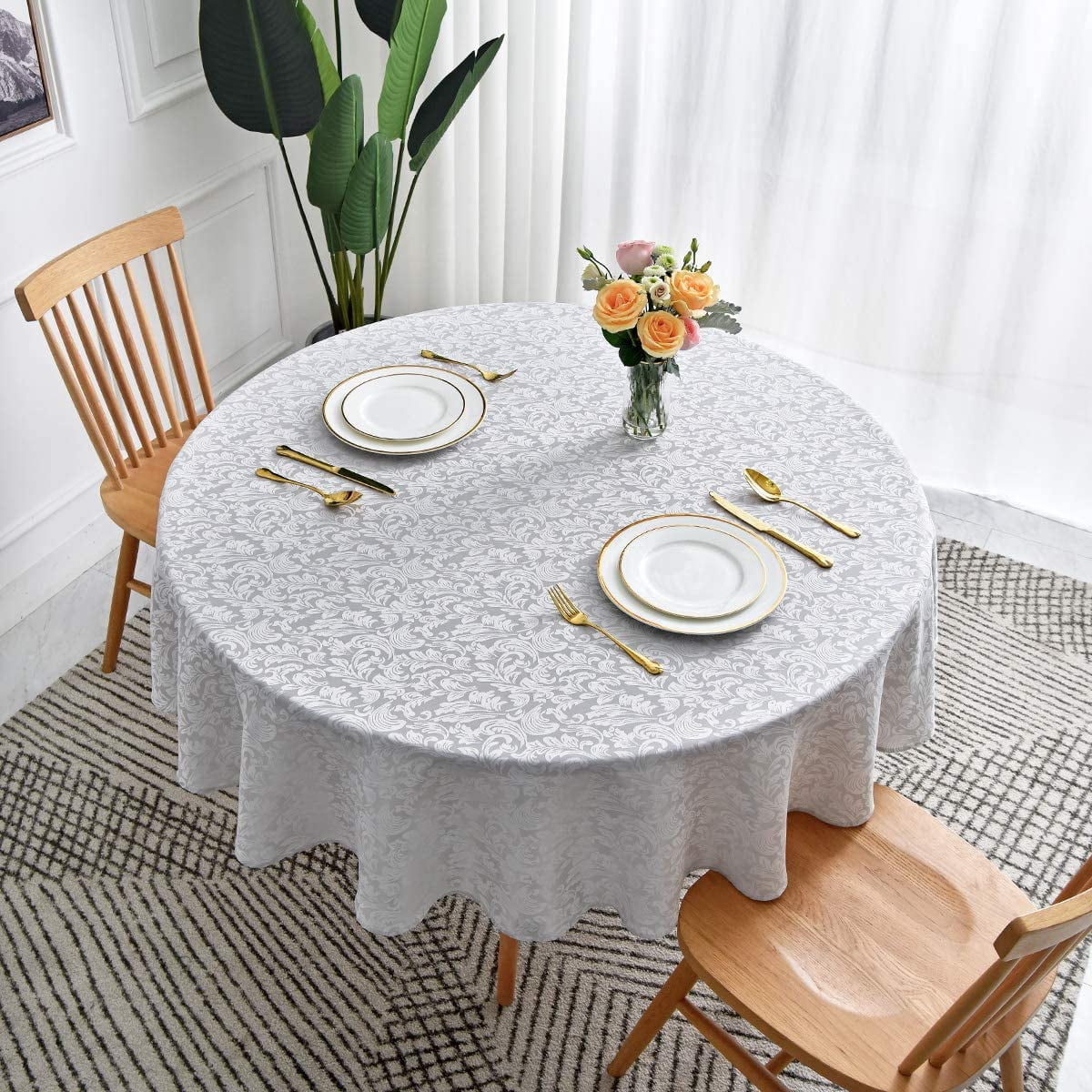 BESTKITTY Round Tablecloths Da Design Spillof Wrinkle Free Heavy Weight ...