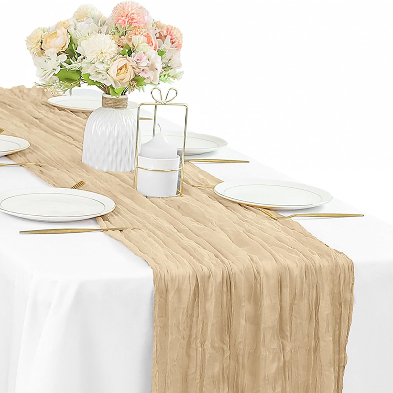 BESTKITTY Sand 35 x 120 Ines Long eesecloth Table Runner Gauze Fabr ...