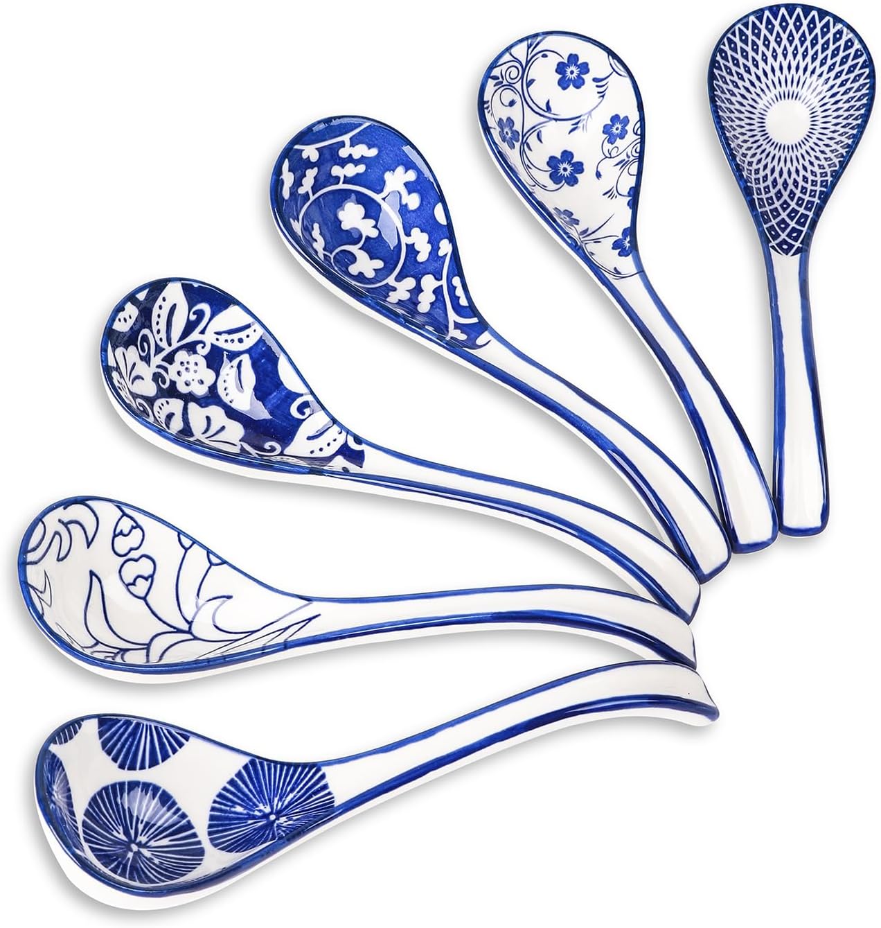 BESTKITTY Selama Ce Asian Soup Spoons Set of 6, Ce nese Soup Spoons, 6. ...
