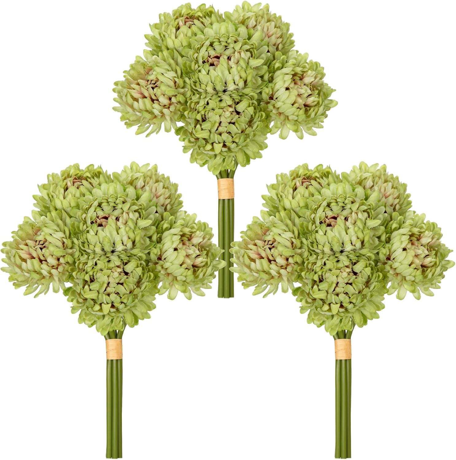 BESTKITTY Set of 3 Mini Mums Artiial Bouquets, 7" Long 18 Stems Spider ...