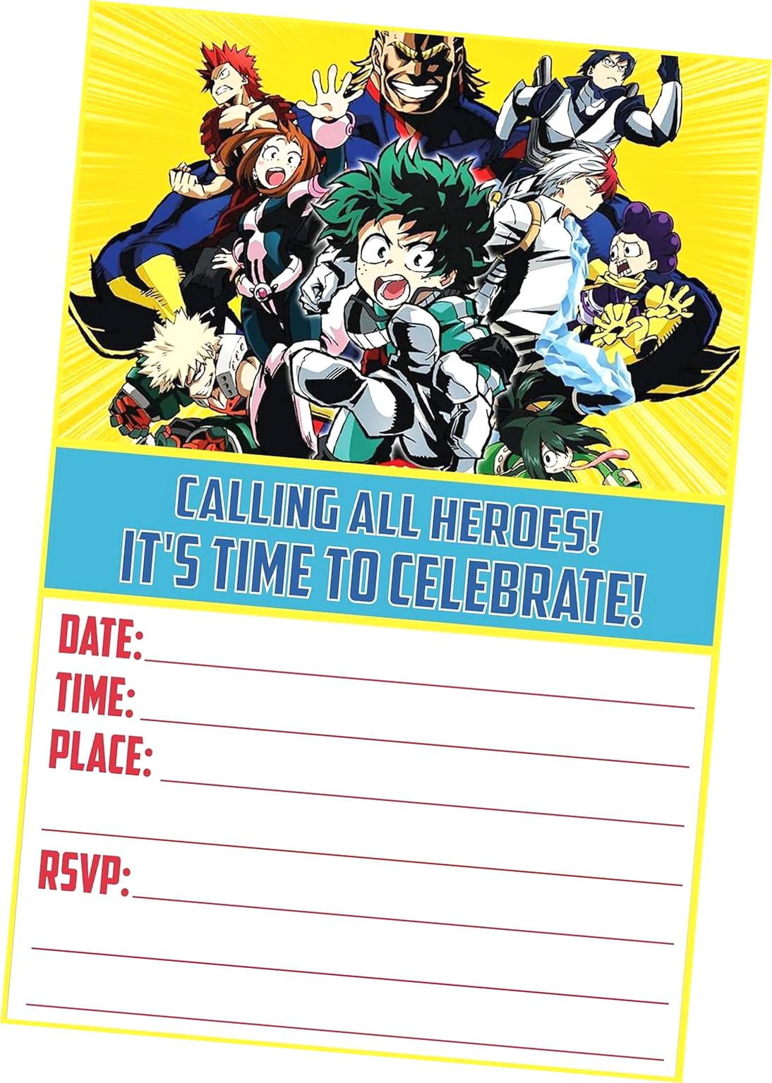 BESTKITTY Set of 20 Superhero School-Themed Birthday Invitations & Envelopes – Lightweight (230g ...