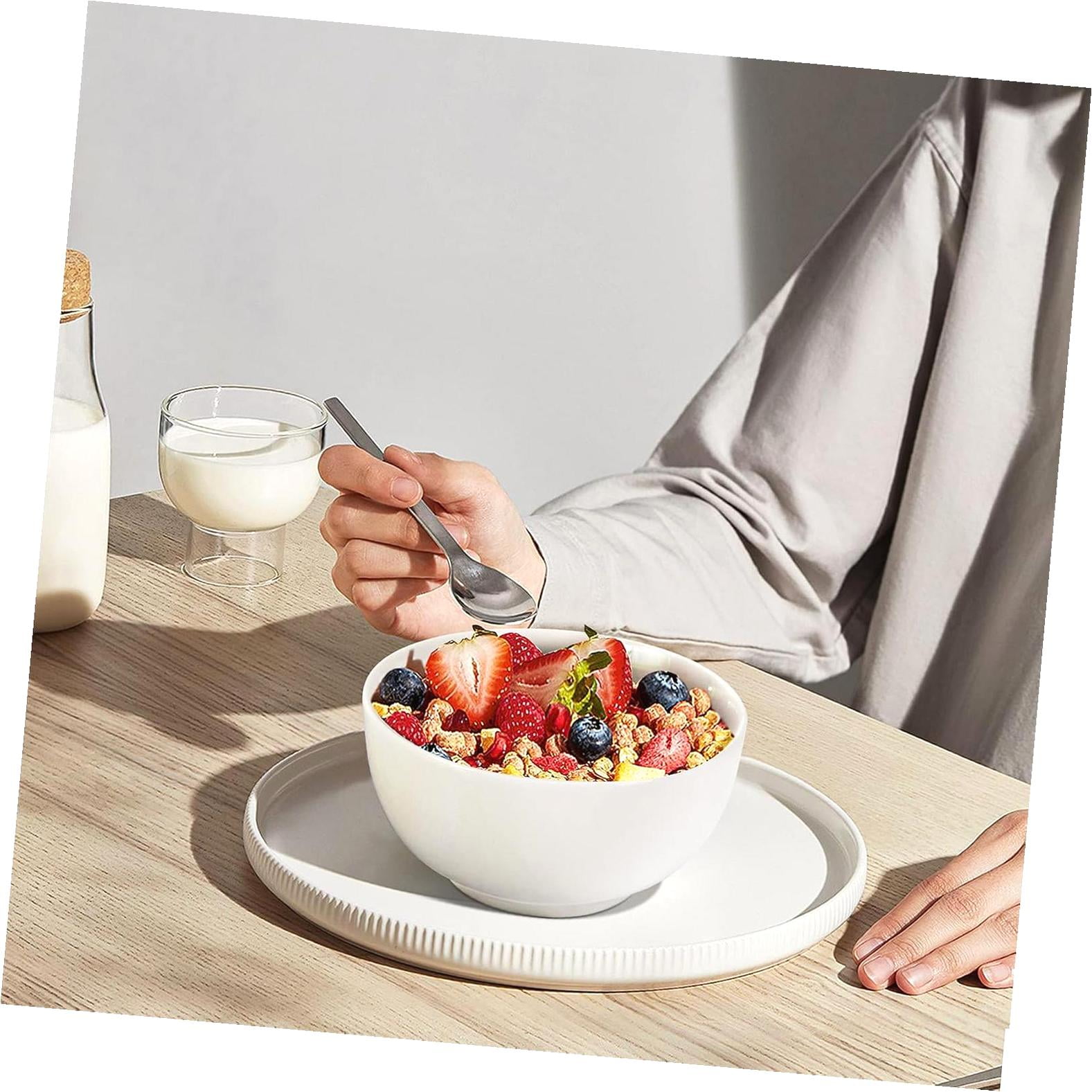 BESTKITTY Set of 8 White Ceramic Soup/Cereal Bowls, 10 oz Each, Perfect for Desserts, Side ...