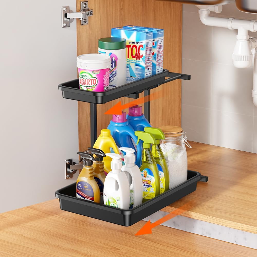 BESTKITTY Under Sink Organizer and Storage, Pull Out Under Cabinet ...