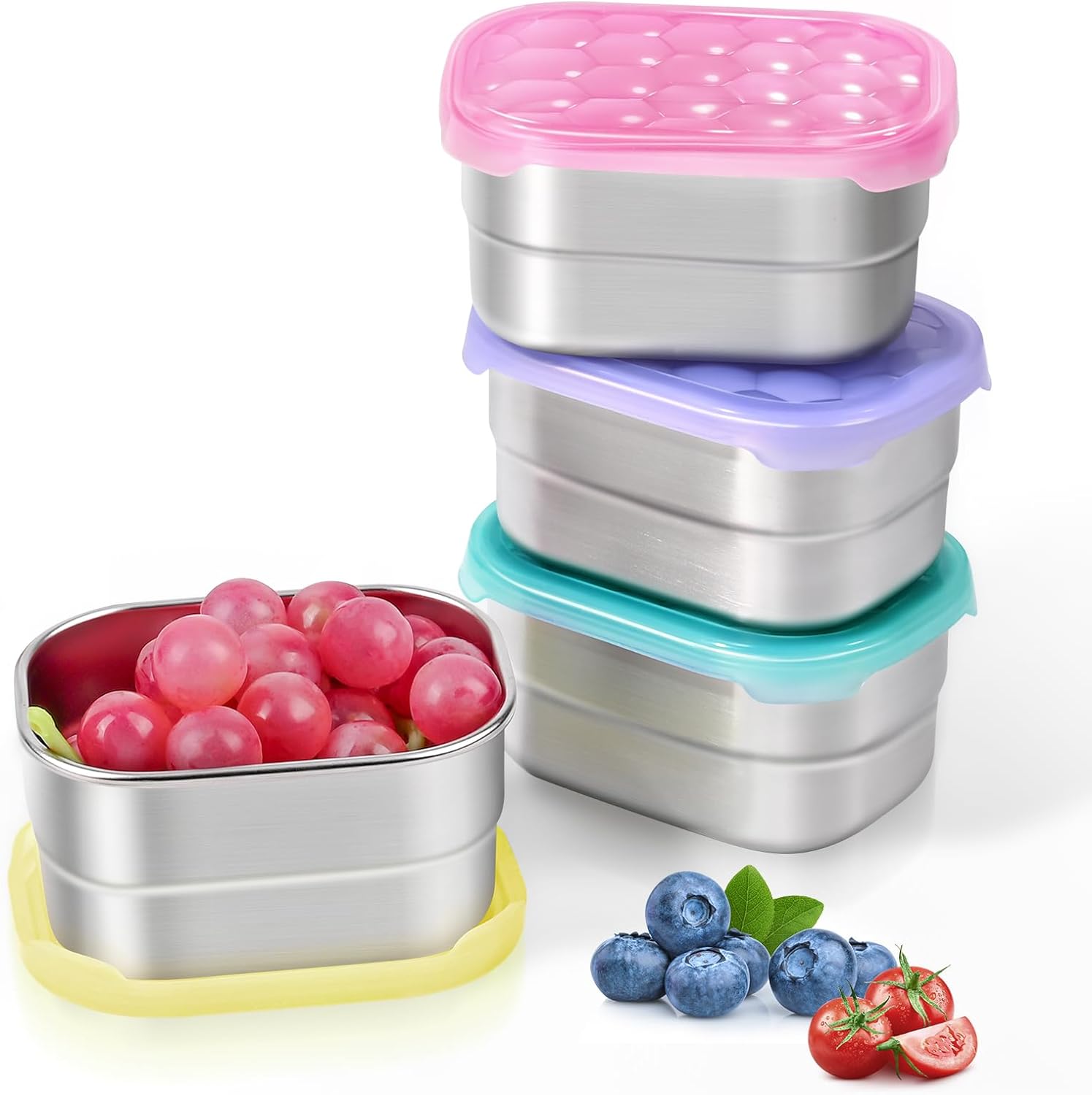 BESTKITTY Small (1 CUP) Stainl Steel Sna Containers for Kids and ...