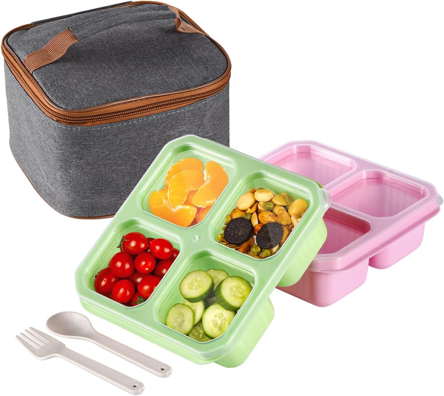 BESTKITTY Sna Box Container 2 Pa Plast 4 Compartments Meal Prep ...