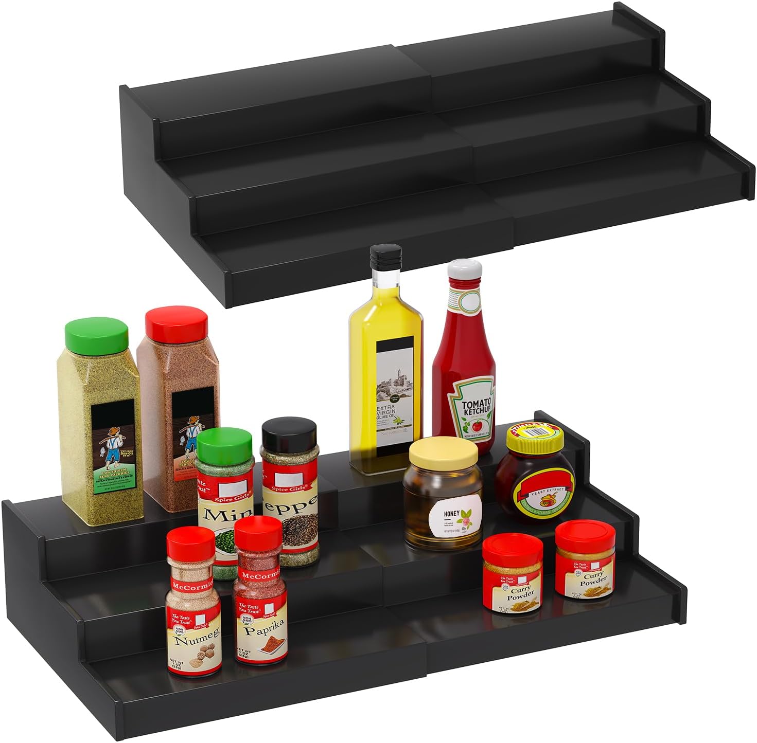 BESTKITTY Spe Ra Organizer for Cabinet 2Pa, 3 Tier Expandable Bamboo ...