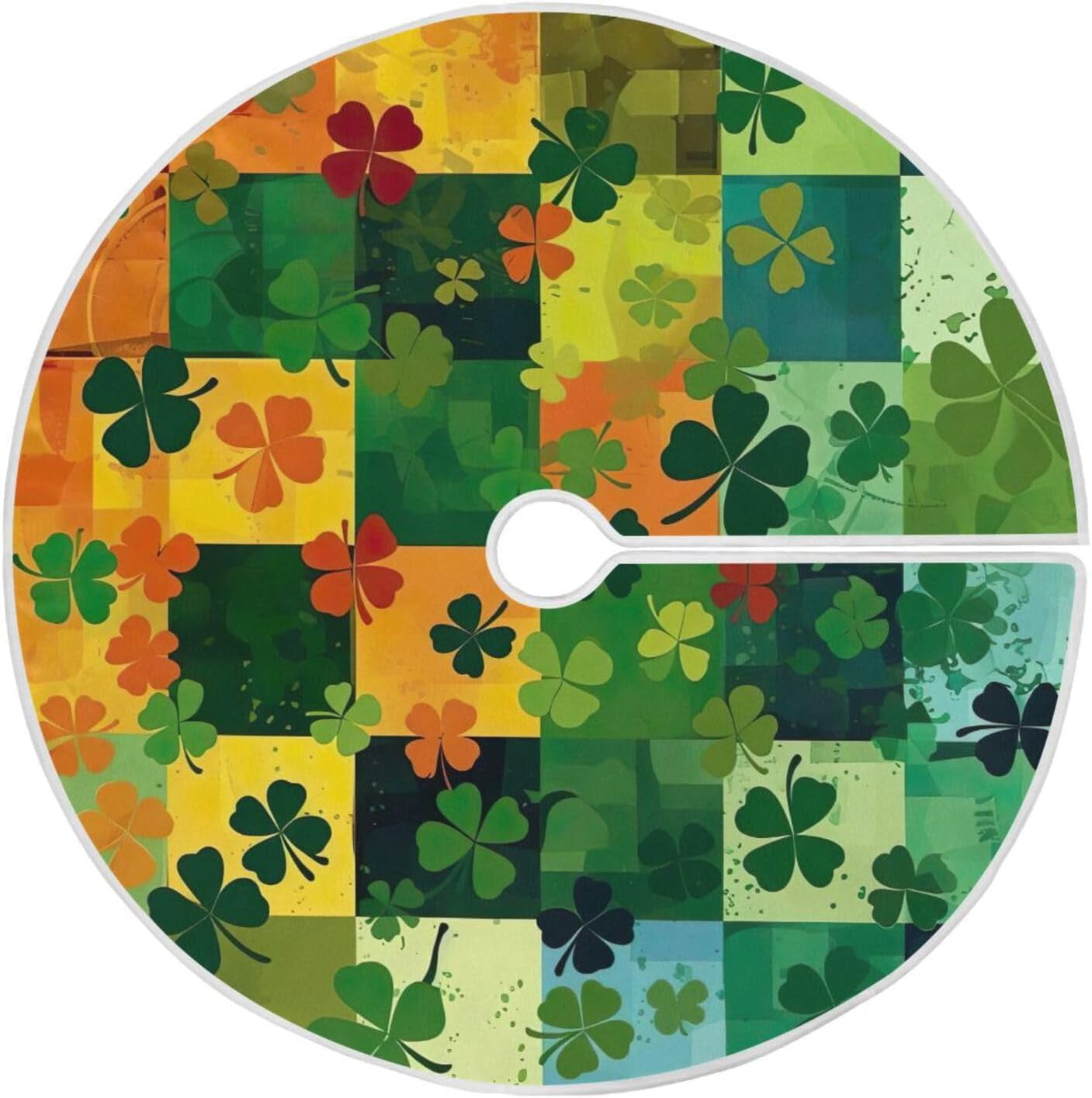 BESTKITTY St. Patrick's Day Clover Christmas Tree Skirt, 48 Inches ...