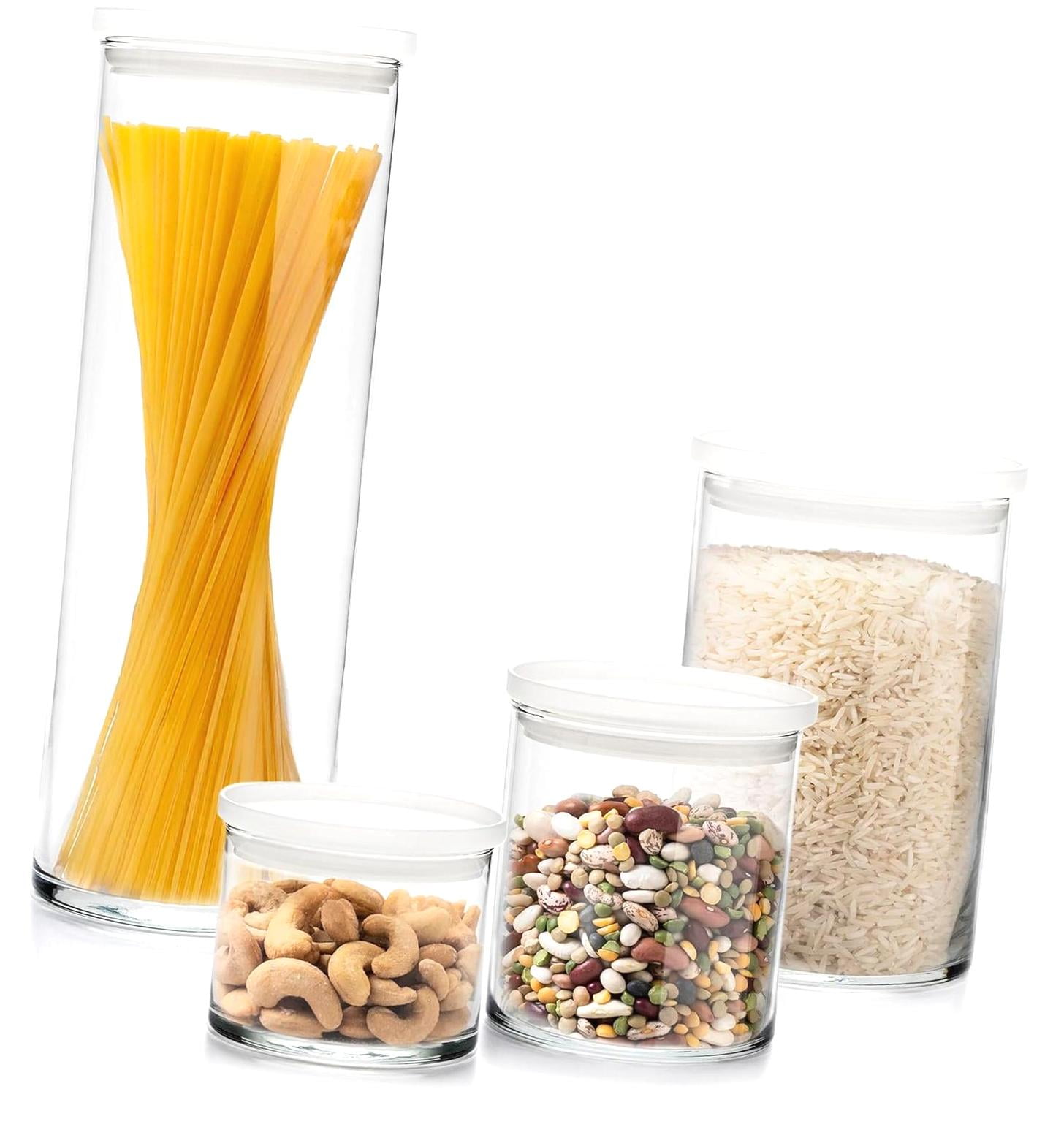 BESTKITTY Stacking Cylinder Assorted Storage Jars, Set of 4 Stackable ...