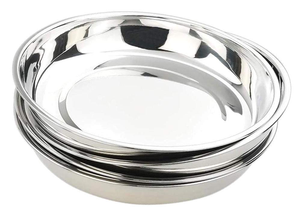 BESTKITTY Stainless Steel Dinner Plate, Large Round Plates, 10-INCH, 4 ...