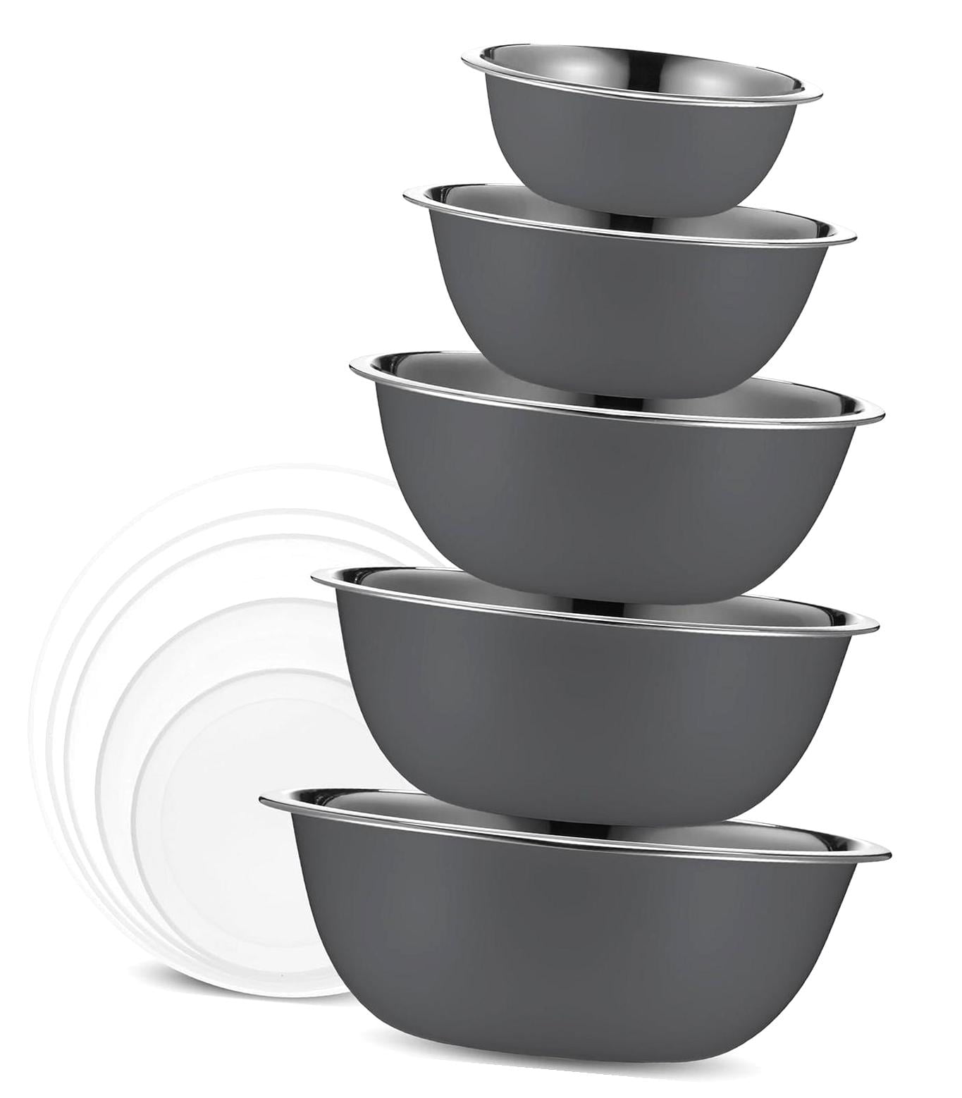 BESTKITTY Stainless Steel Mixing Bowl Collection, 10-Piece Set with ...