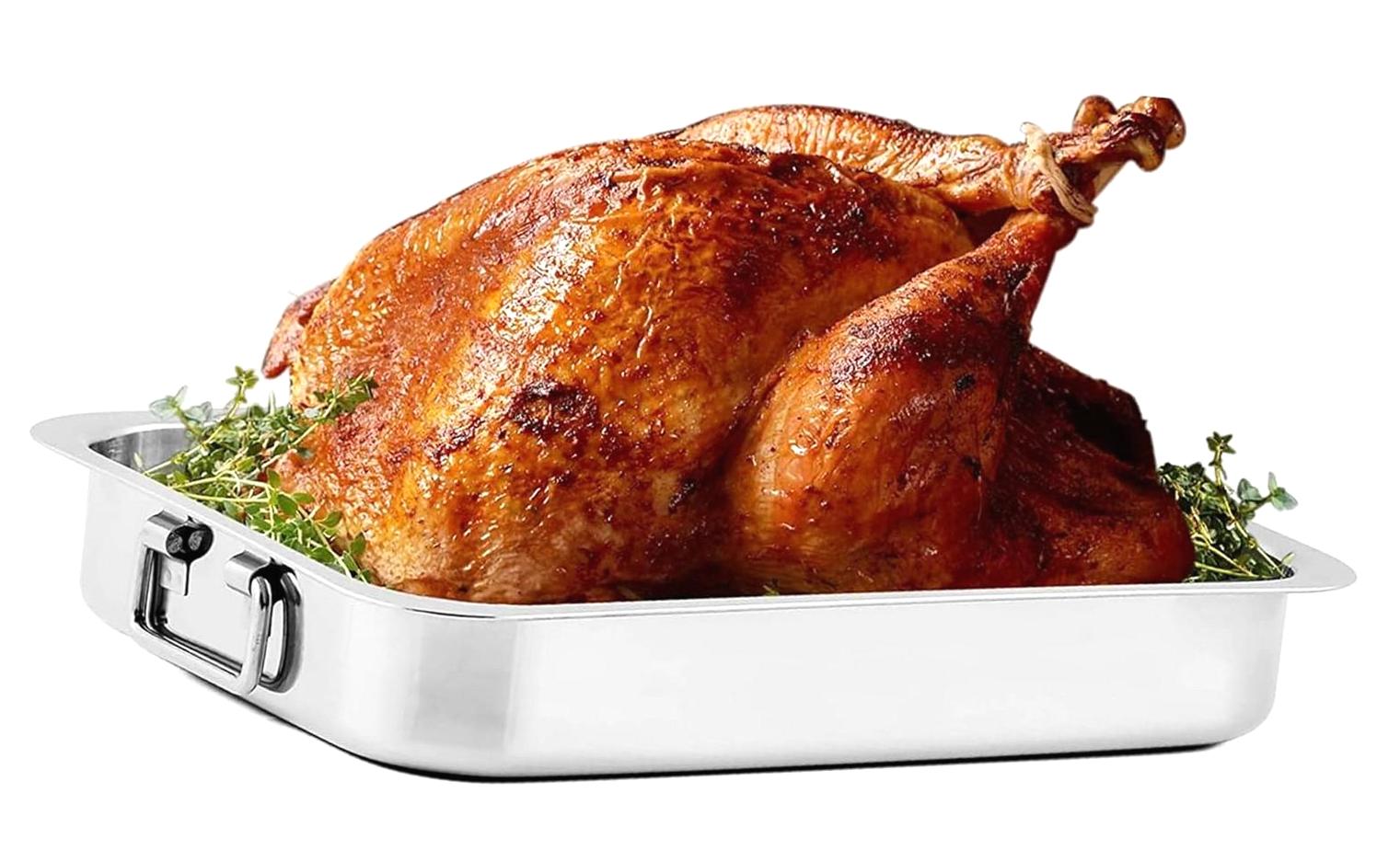 BESTKITTY Stainless Steel Roasting Tray with Flat Stand, 13x9.4 Inch ...
