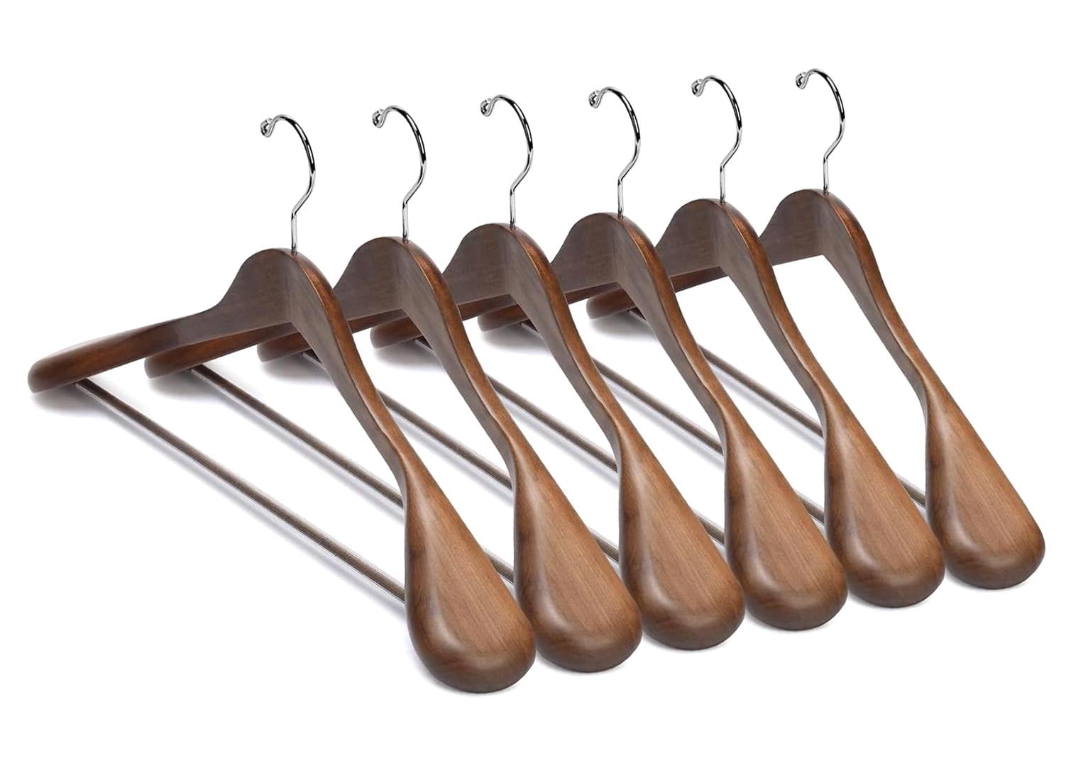 BESTKITTY Stylish Wooden Suit Hangers 12 Pack - Wide Shoulder Wood Coat ...