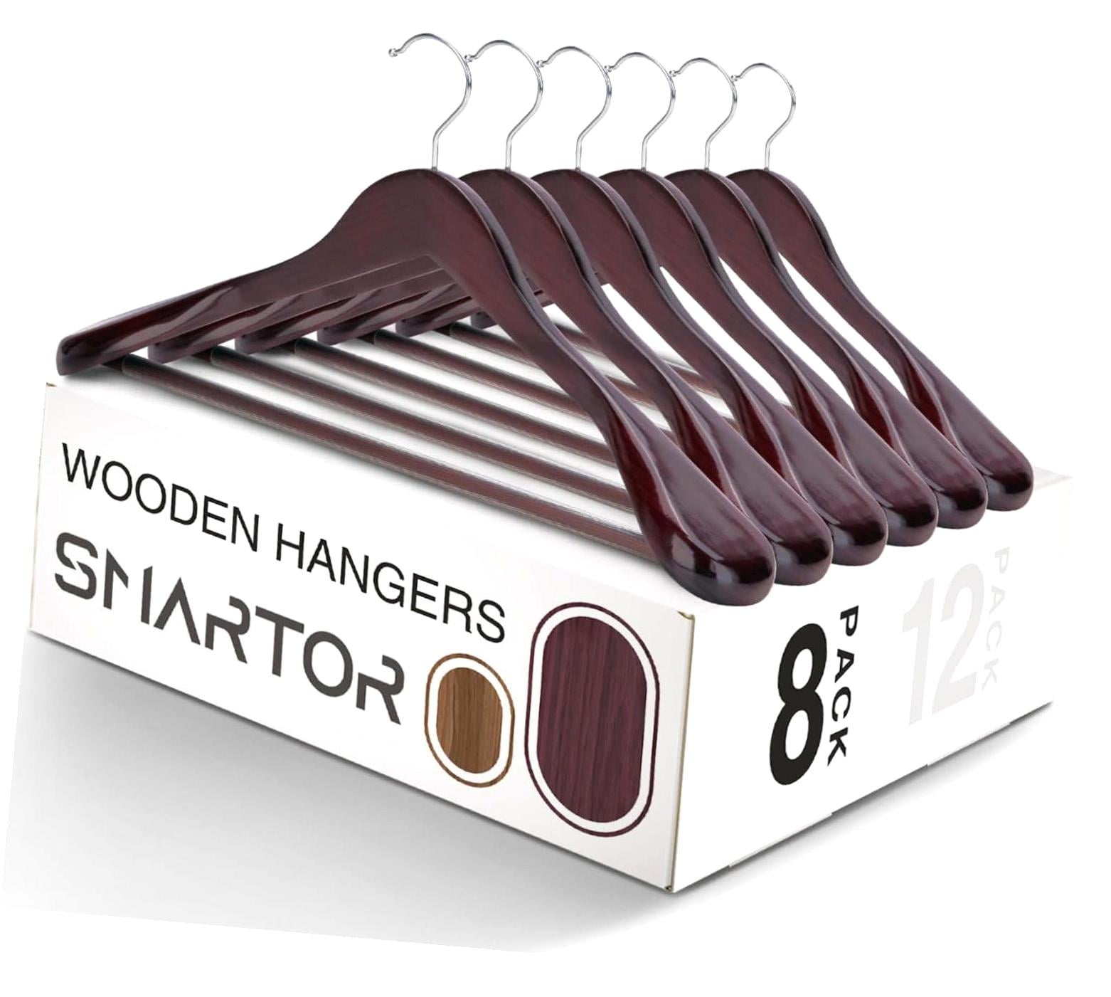 BESTKITTY Suit Hangers for Men 8 Pack, Wide Shoulder Wooden Suit ...