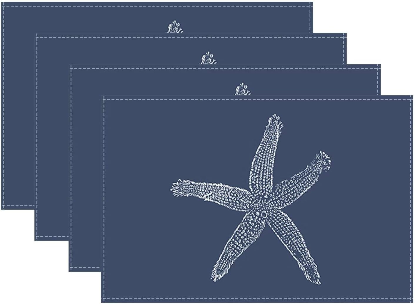 BESTKITTY Summer Coastal Plaats Set of 4, Bea Theme Ocean Navy Blue ...
