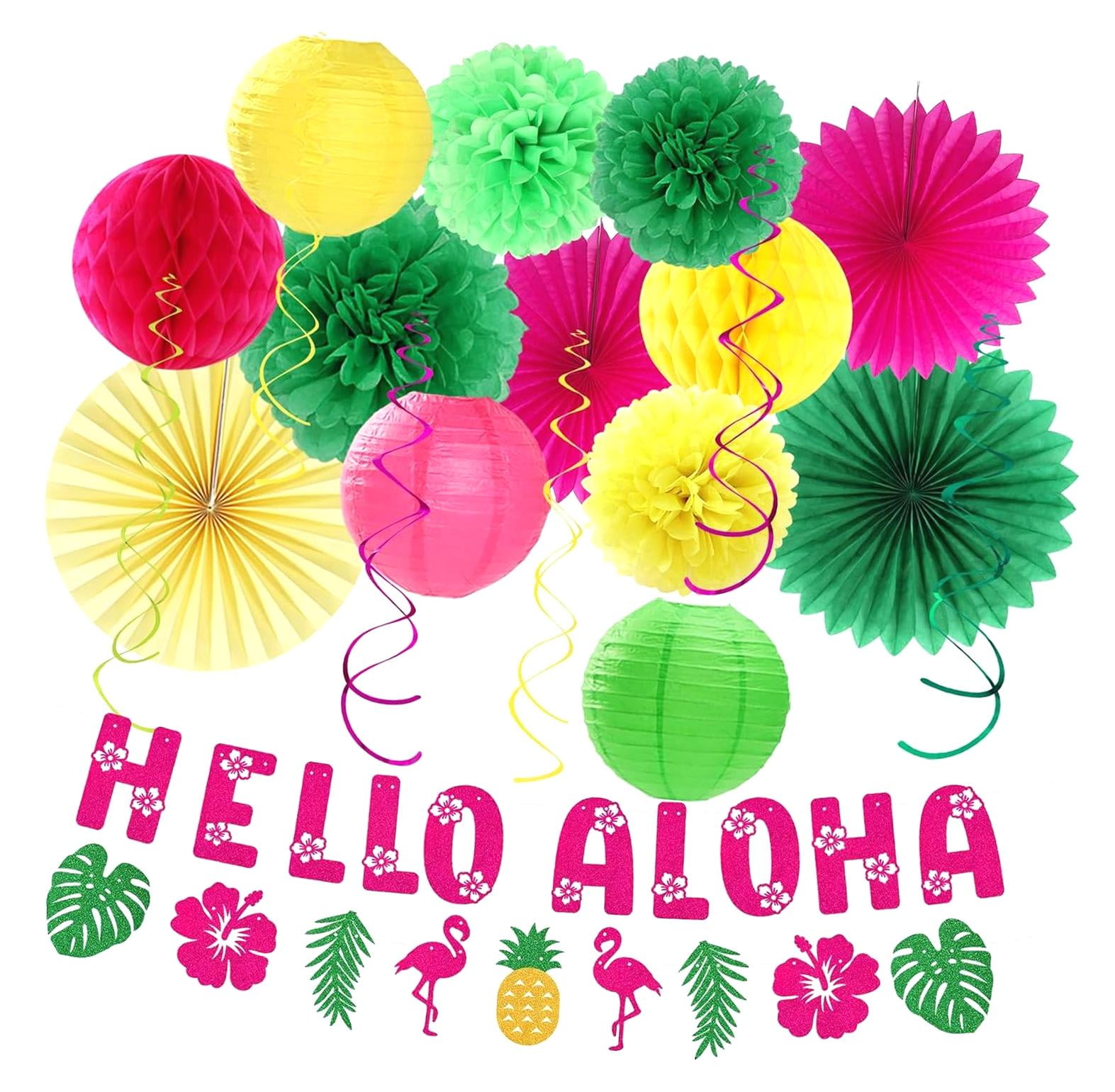 BESTKITTY Summer Luau Hawaiian-Beach Party-Decorations Kit - 21pcs ...